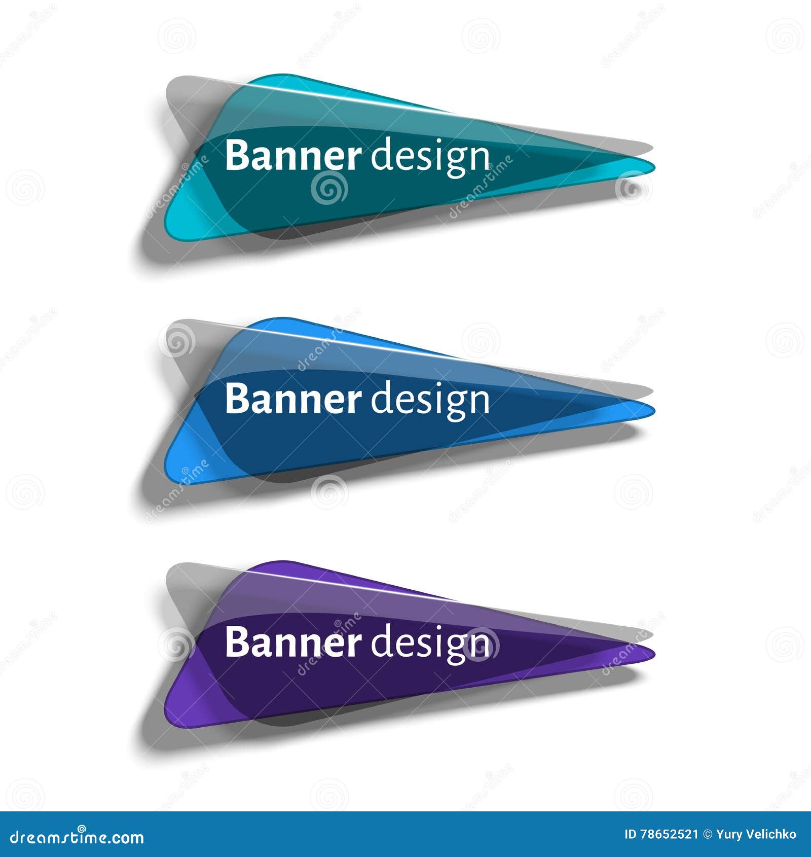 Set of Realistic Abstract Banners with Glass Elements Stock Vector ...