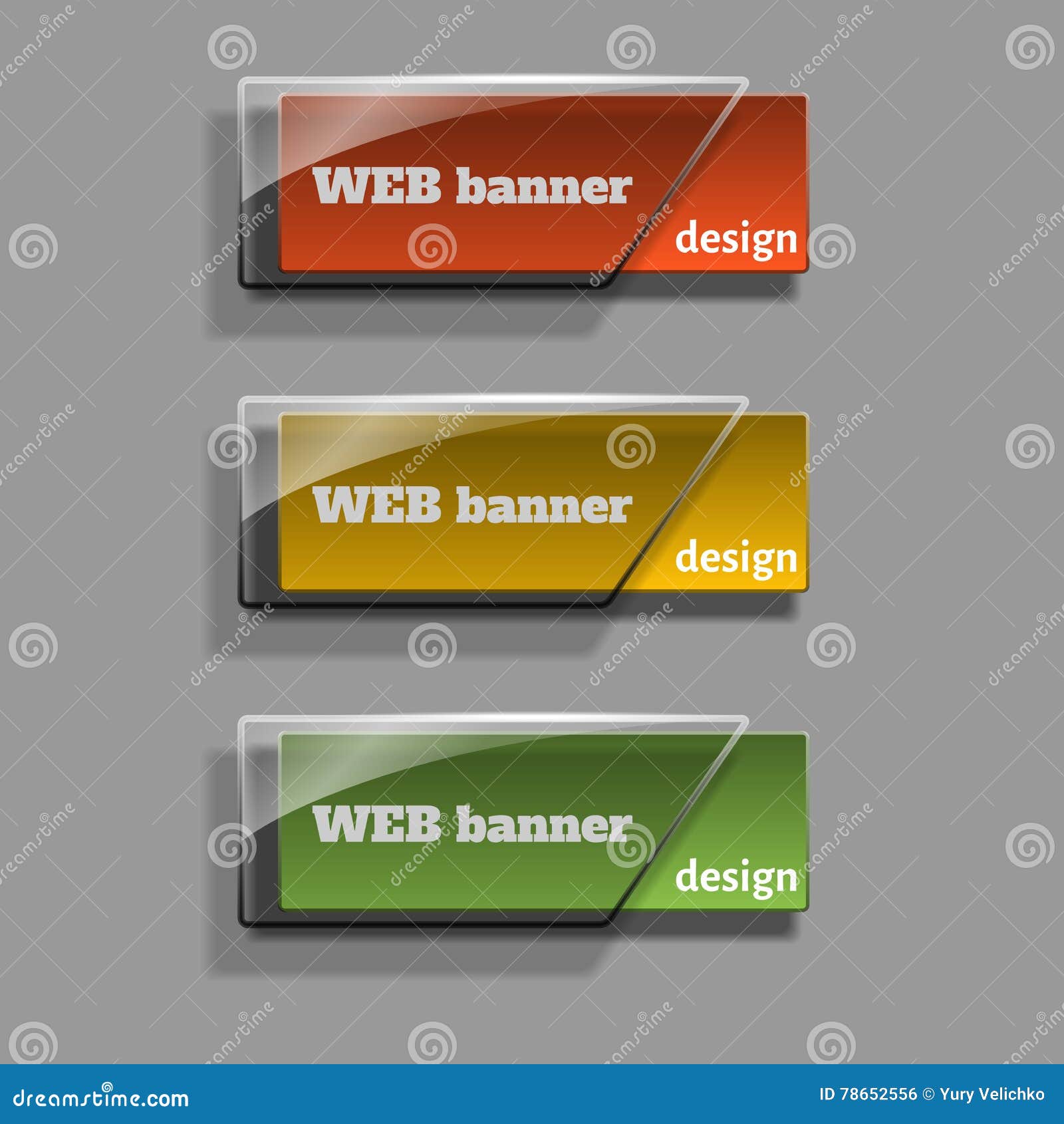 Set of Realistic Abstract Banners with Glass Elements Stock Vector ...