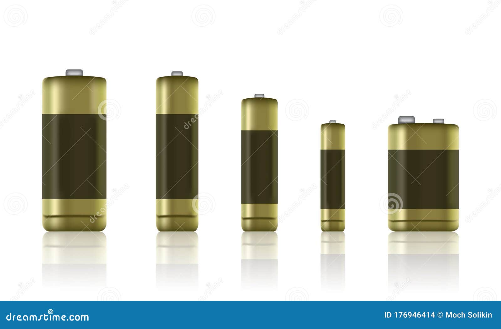 Realistic Alkaline Battery Sizes Aa, Aaa And D. Batteries Types ...