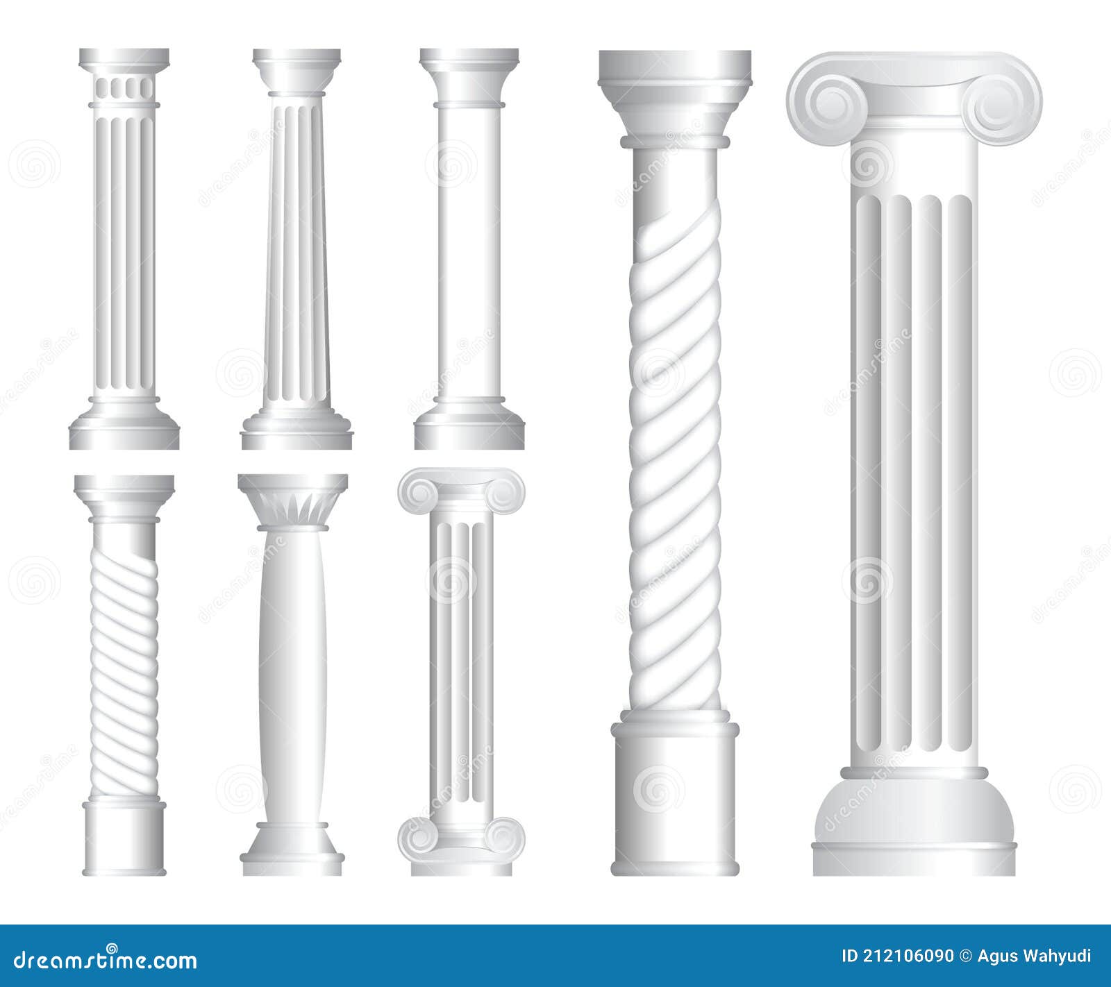 Set of Realistic Antique Columns or Realistic Antique Temple or White ...