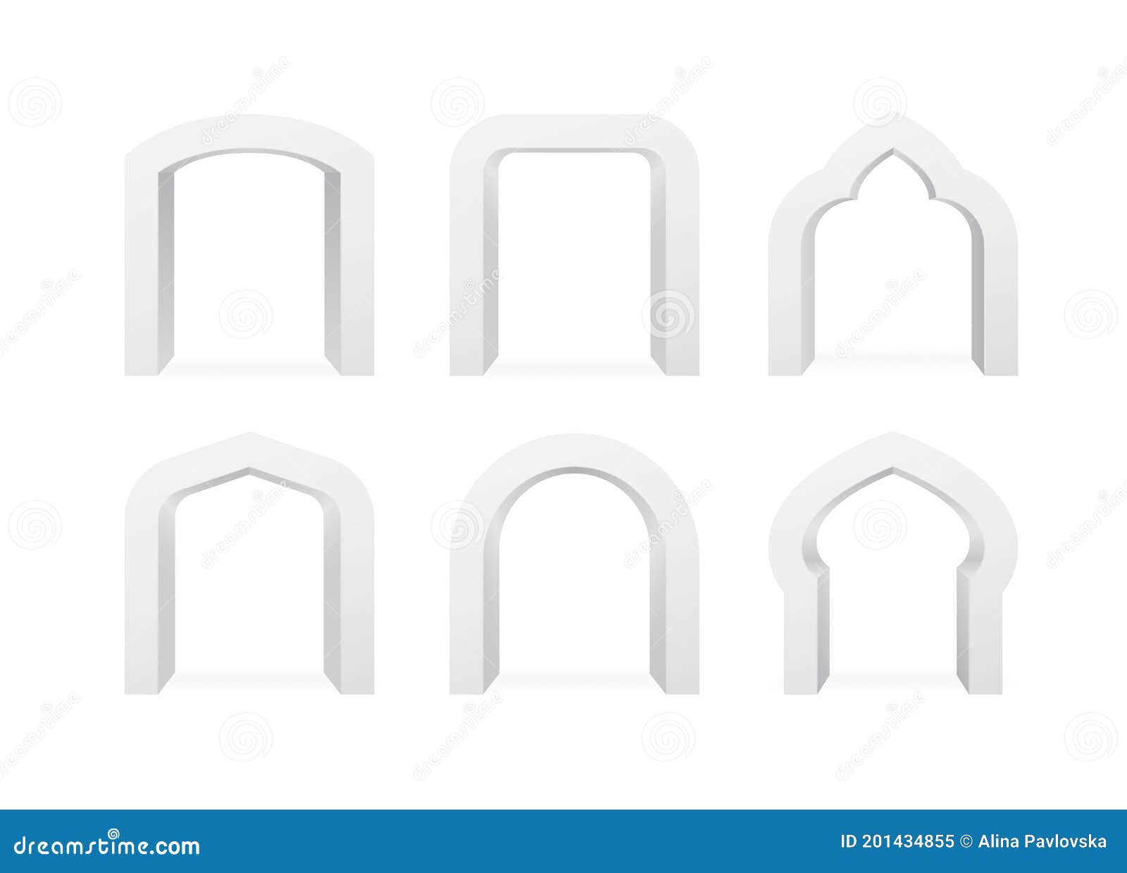 Set of Realistic Arches of Different Shapes, Arc Template 3d Elements ...