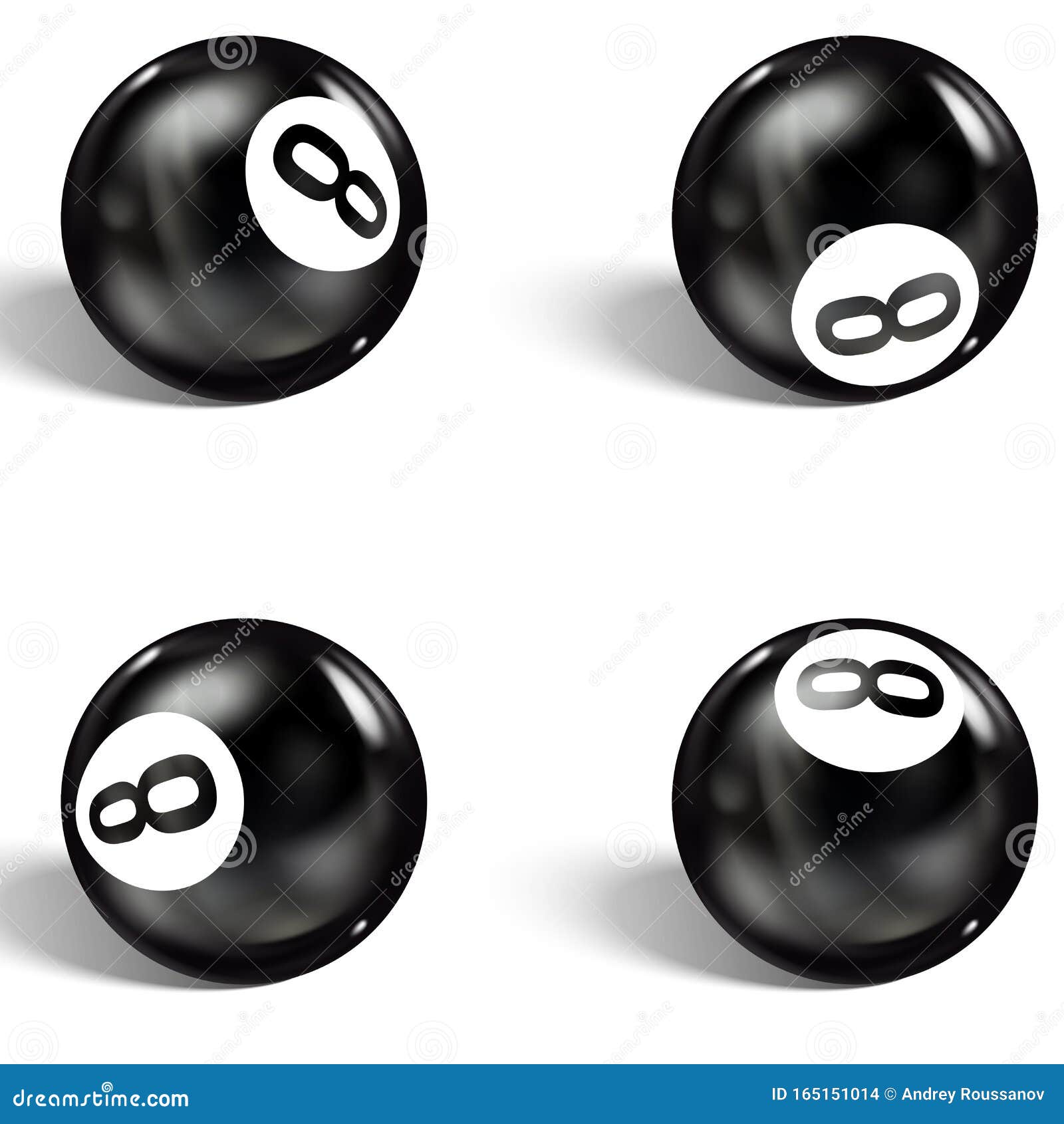 Set of Realistic 8 Ball. Isolated on a White Background Stock Vector ...