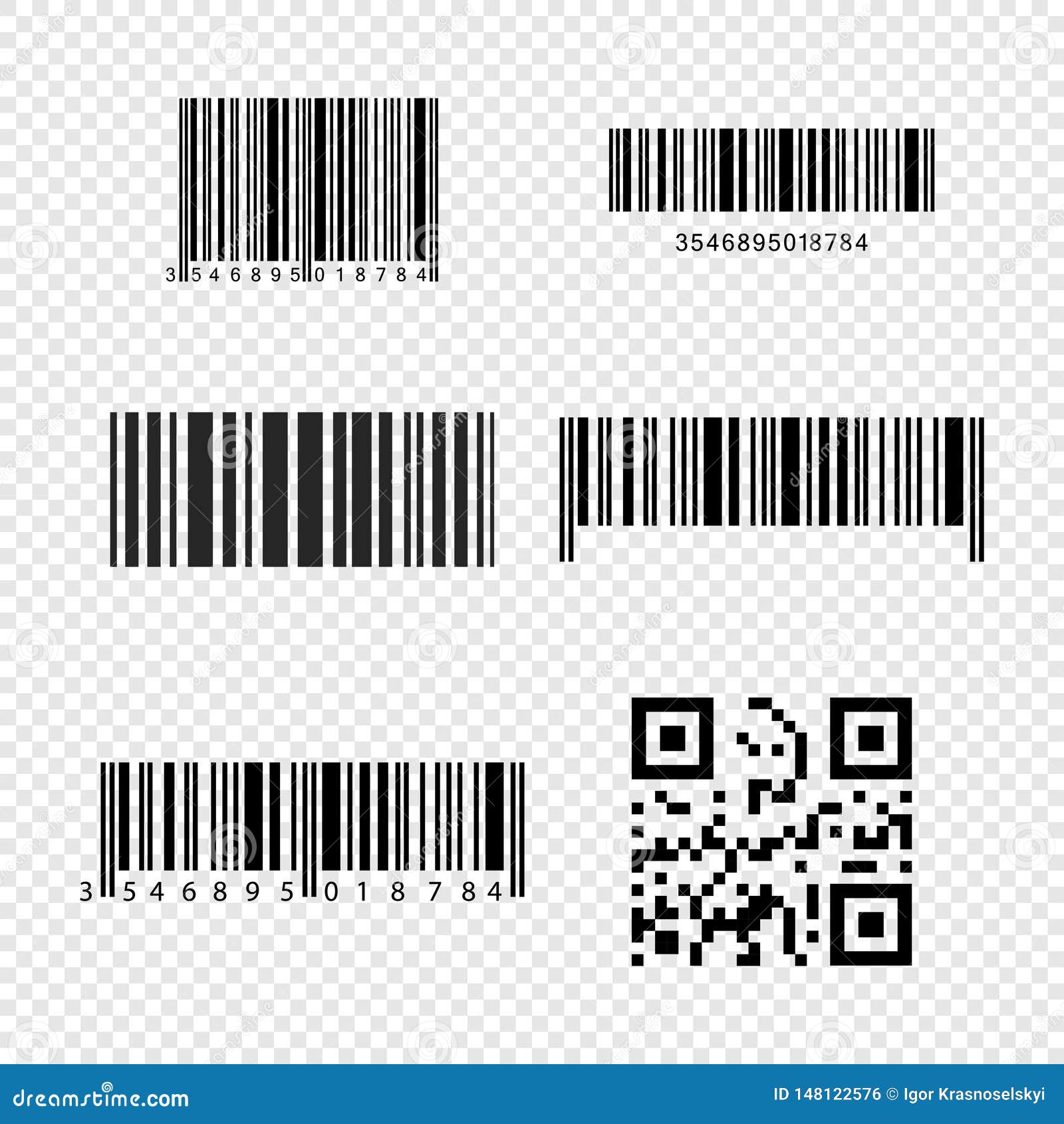 Set Of Realistic Barcode Icons Isolated On Transparent Background. Bar ...