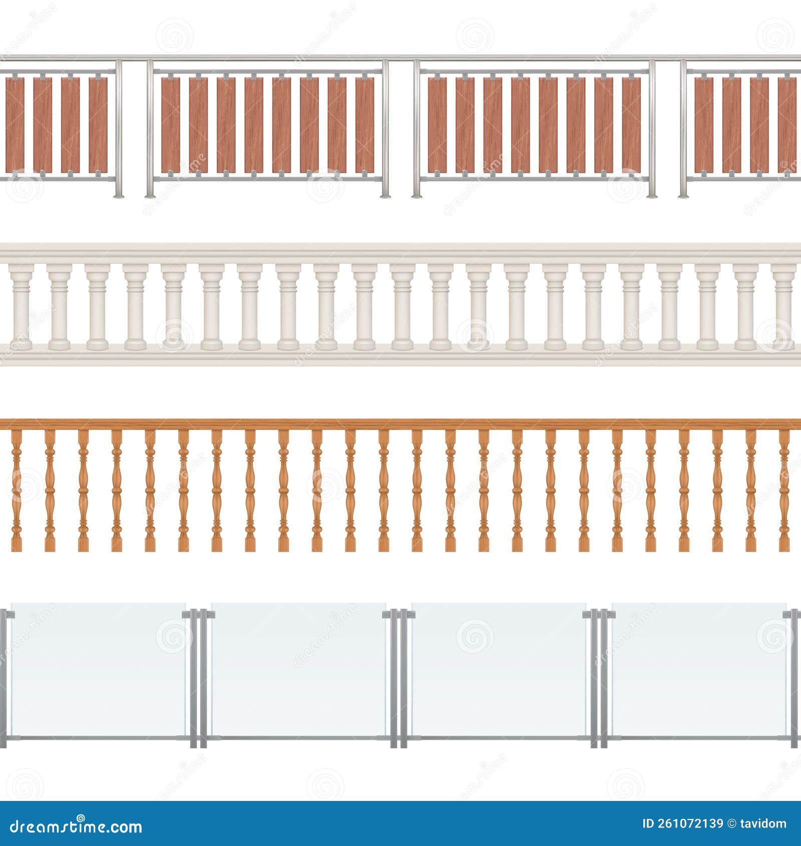 Set of Realistic Barriers or Railings. Seamless Design. Realistic ...
