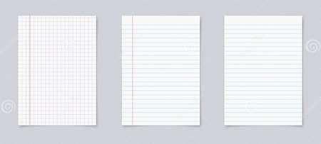 Set of Realistic Blank Sheets of Square and Lined Paper Stock Vector ...