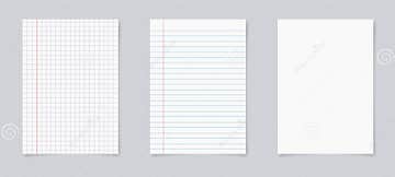 Set of Realistic Blank Sheets of Square and Lined Paper Stock ...