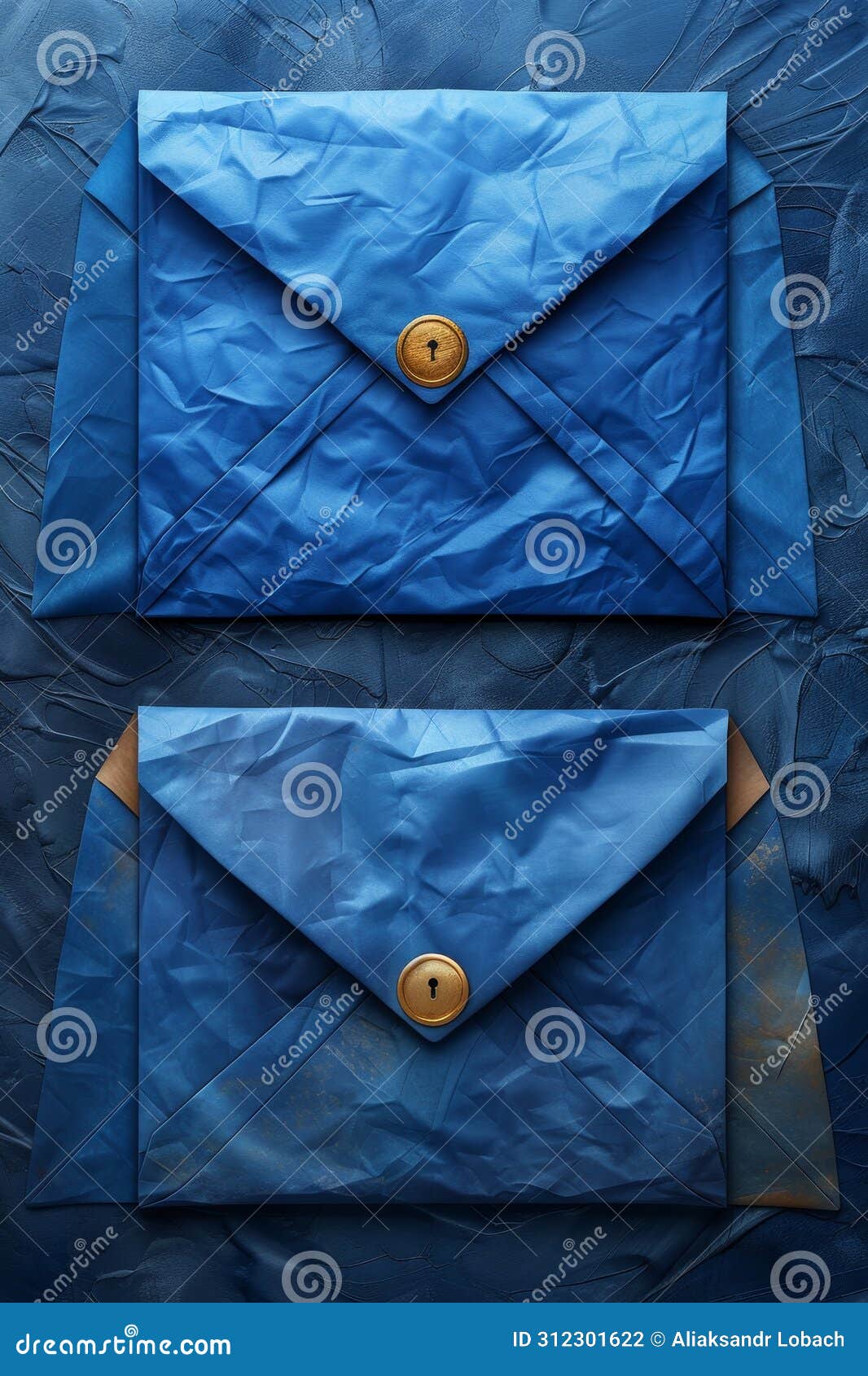 Set of Realistic Blue Envelope Layouts on a Blue Background Stock Photo ...