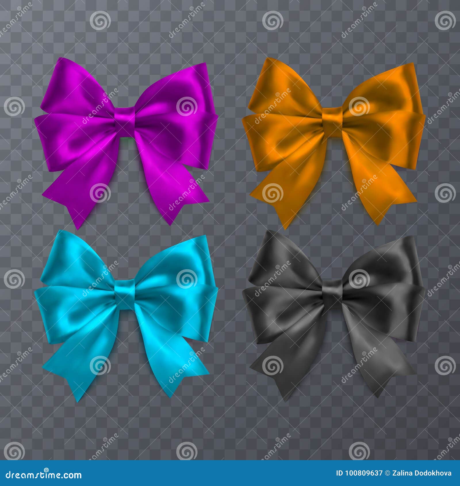 Set of Realistic Bow on Transparent Background. Vector Eps 10 Stock ...