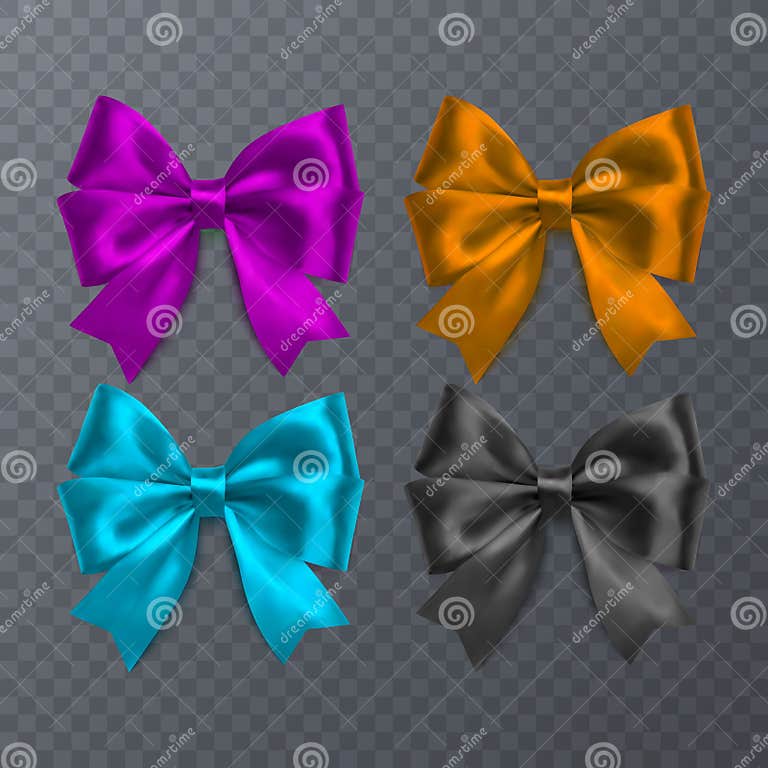 Set of Realistic Bow on Transparent Background. Vector Eps 10 Stock ...