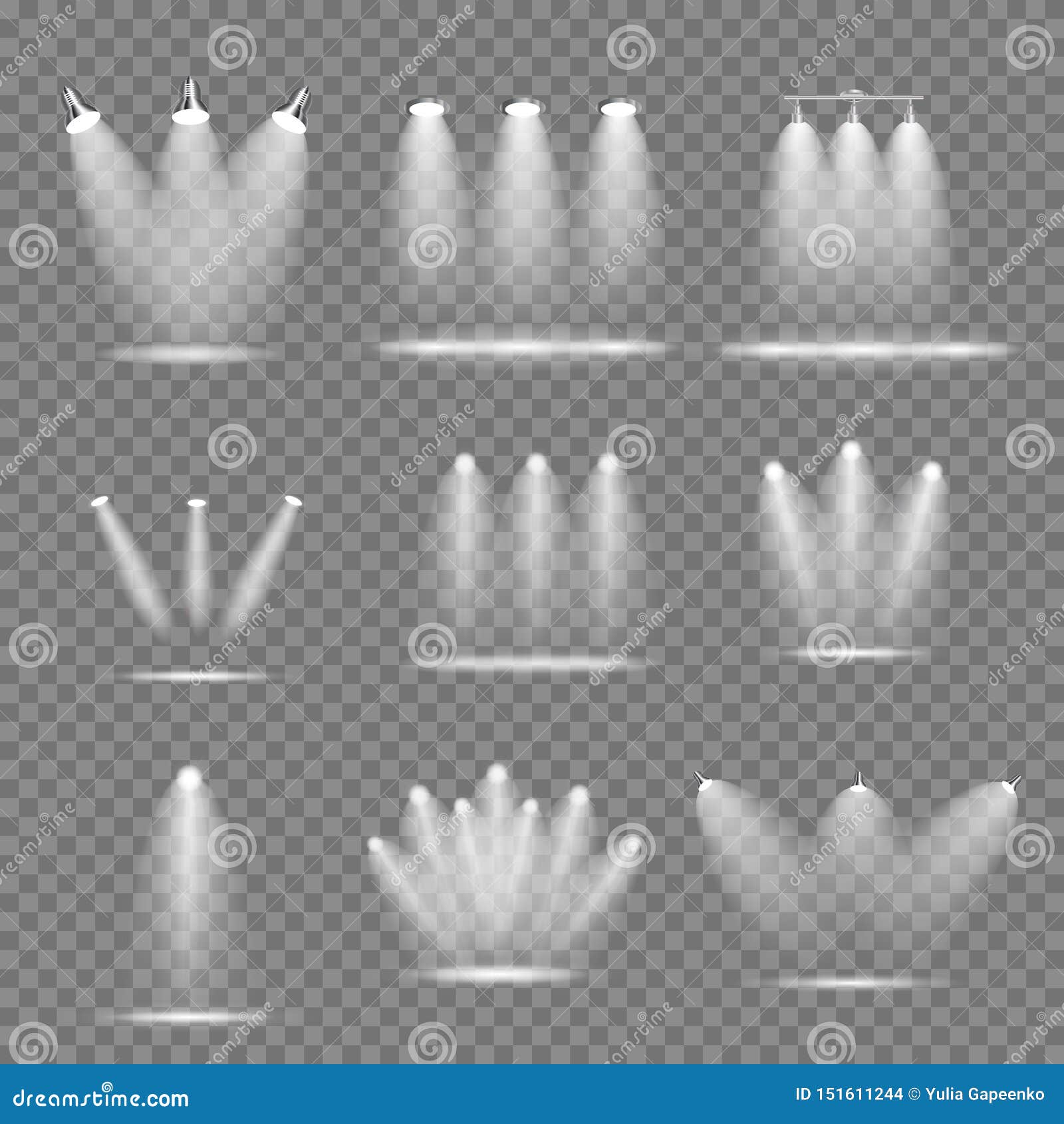 Set of Realistic Bright Projectors Lighting Lamp Collection with ...