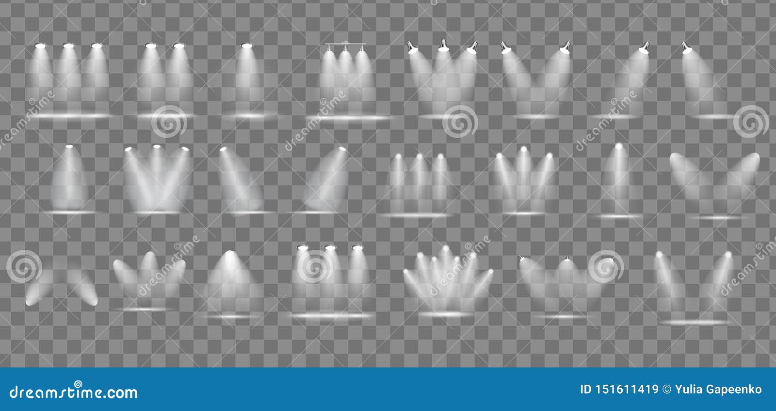 Set of Realistic Bright Projectors Lighting Lamp Collection with ...