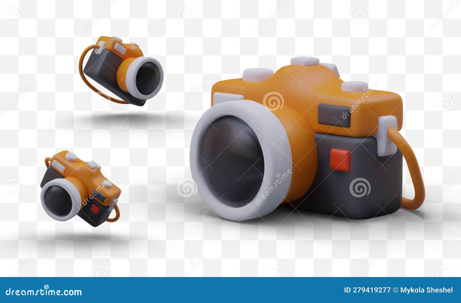 Set of Realistic Cameras from Different Angles. Stylish 3D Camera with ...