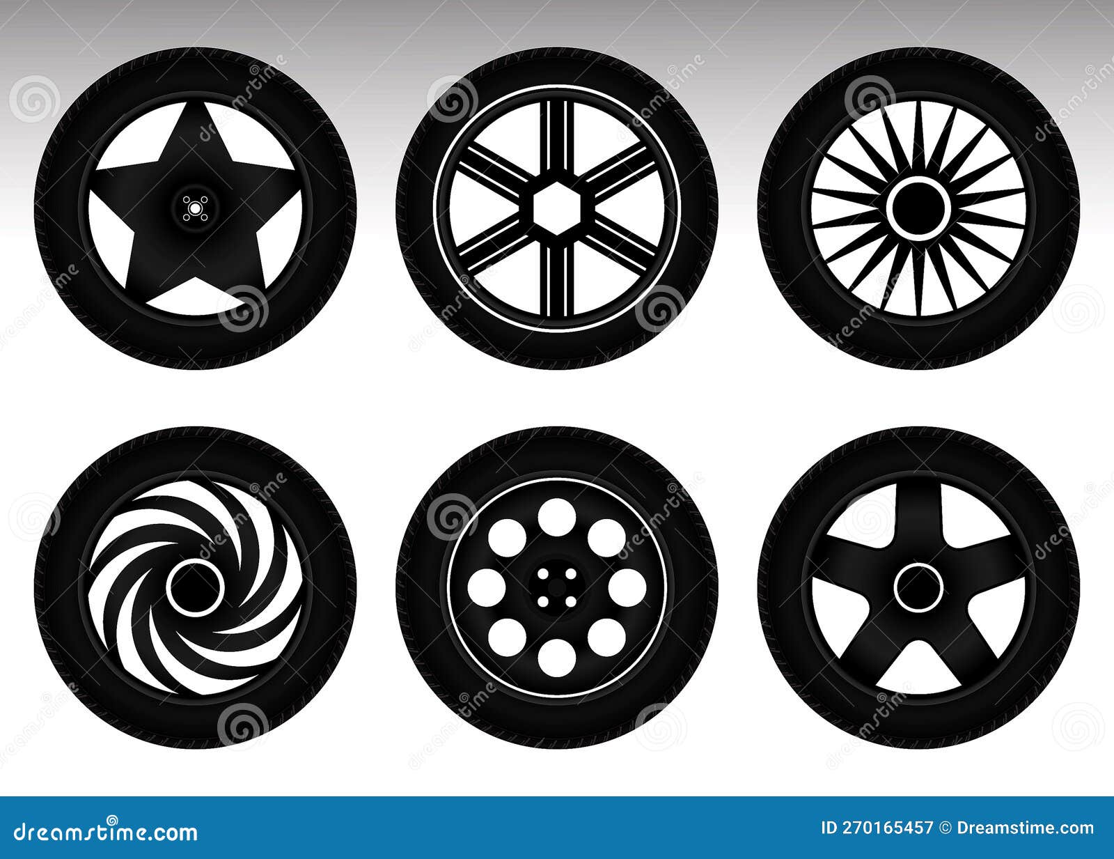 Set of Realistic Car Wheels Tire Isolated. . Stock Illustration ...