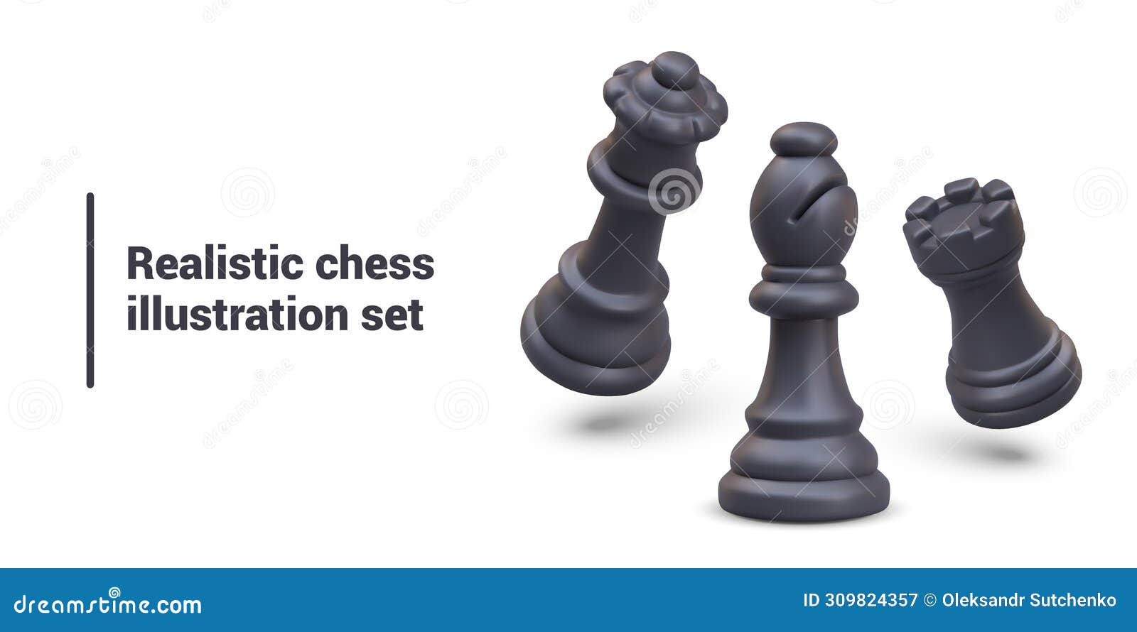 Realistic Chess King And Two Rooks. White Game Pieces. Set For Various ...