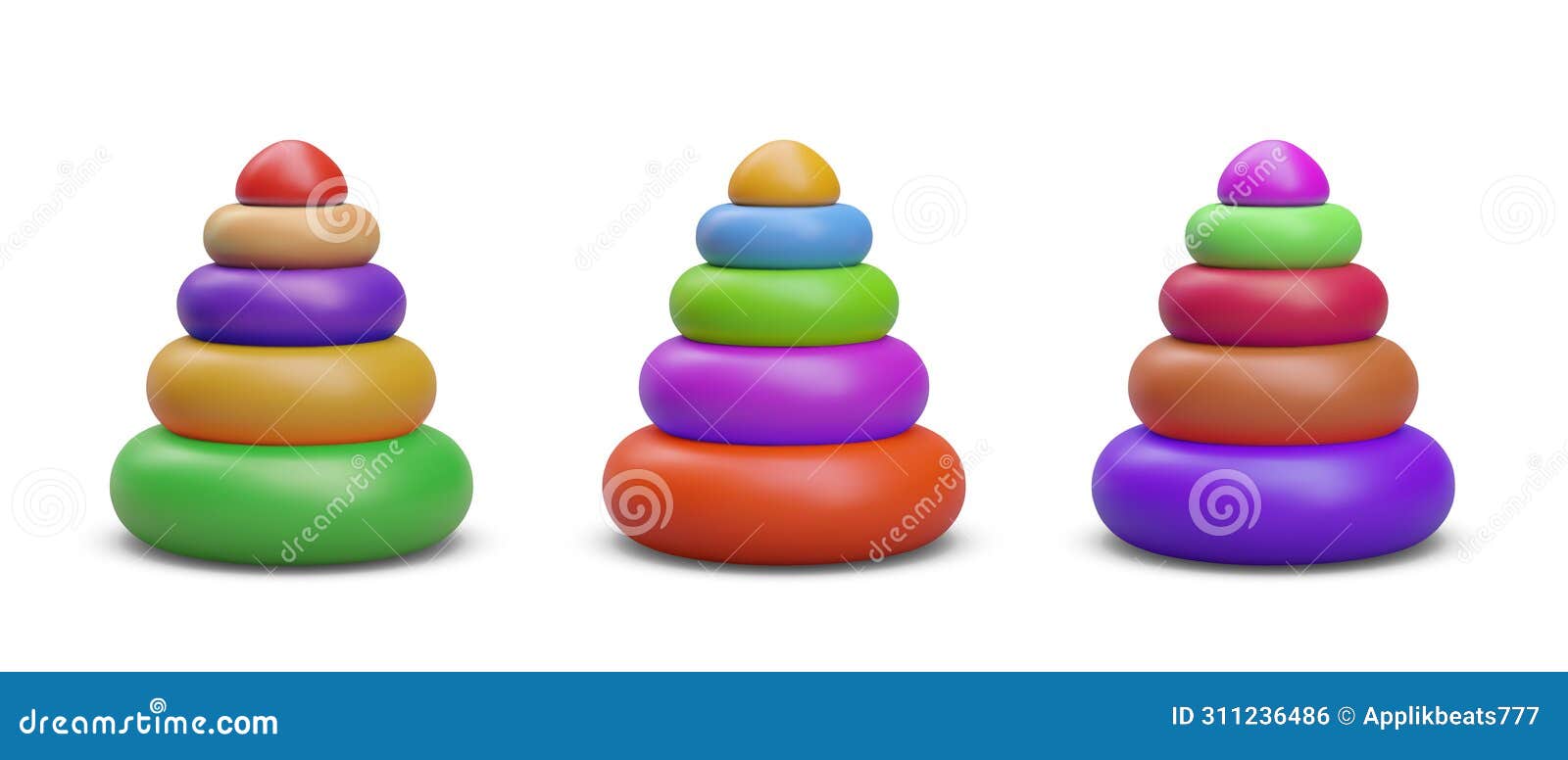 Set of Realistic Children Pyramids. Educational Toy with Rings of ...