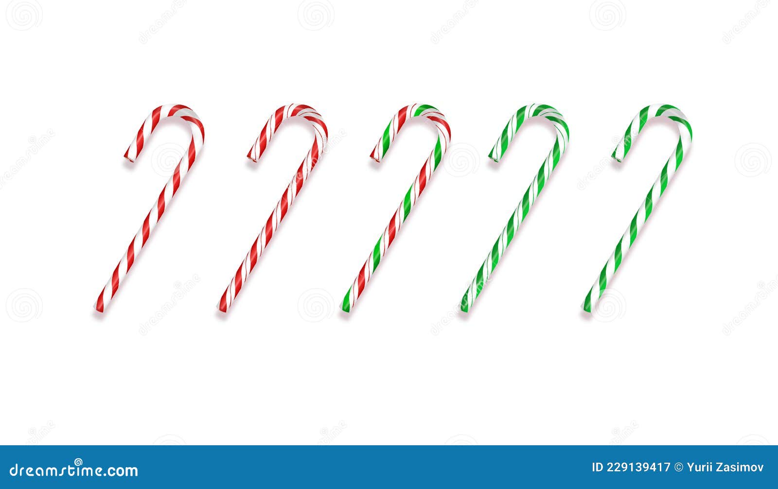 Set of Realistic Christmas Candy Cane. Vector Illustration Isolated ...