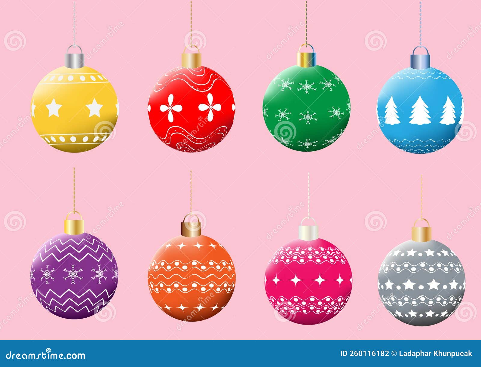 Set of Realistic Christmas Decoration Balls,on a String.Transparent ...