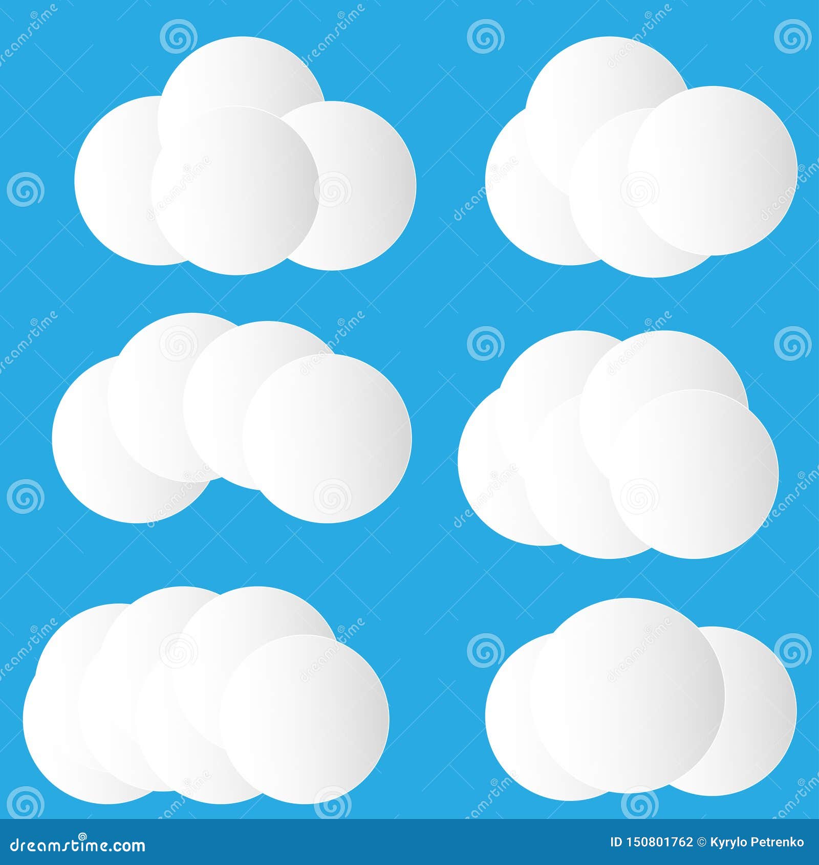 Set of Realistic Clouds Made with Circles Stock Vector - Illustration ...