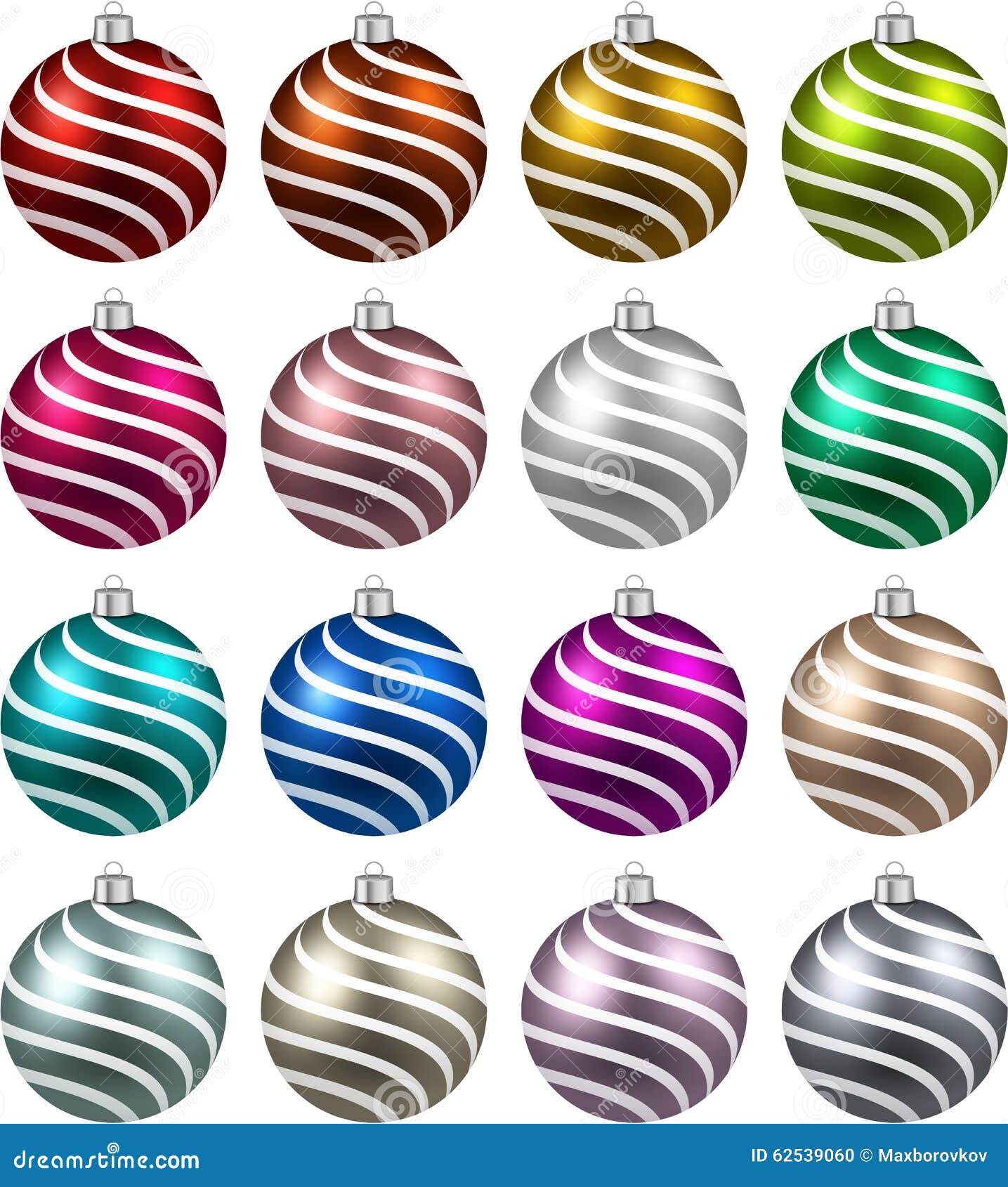 Set of Realistic Color Christmas Balls Stock Vector - Illustration of ...