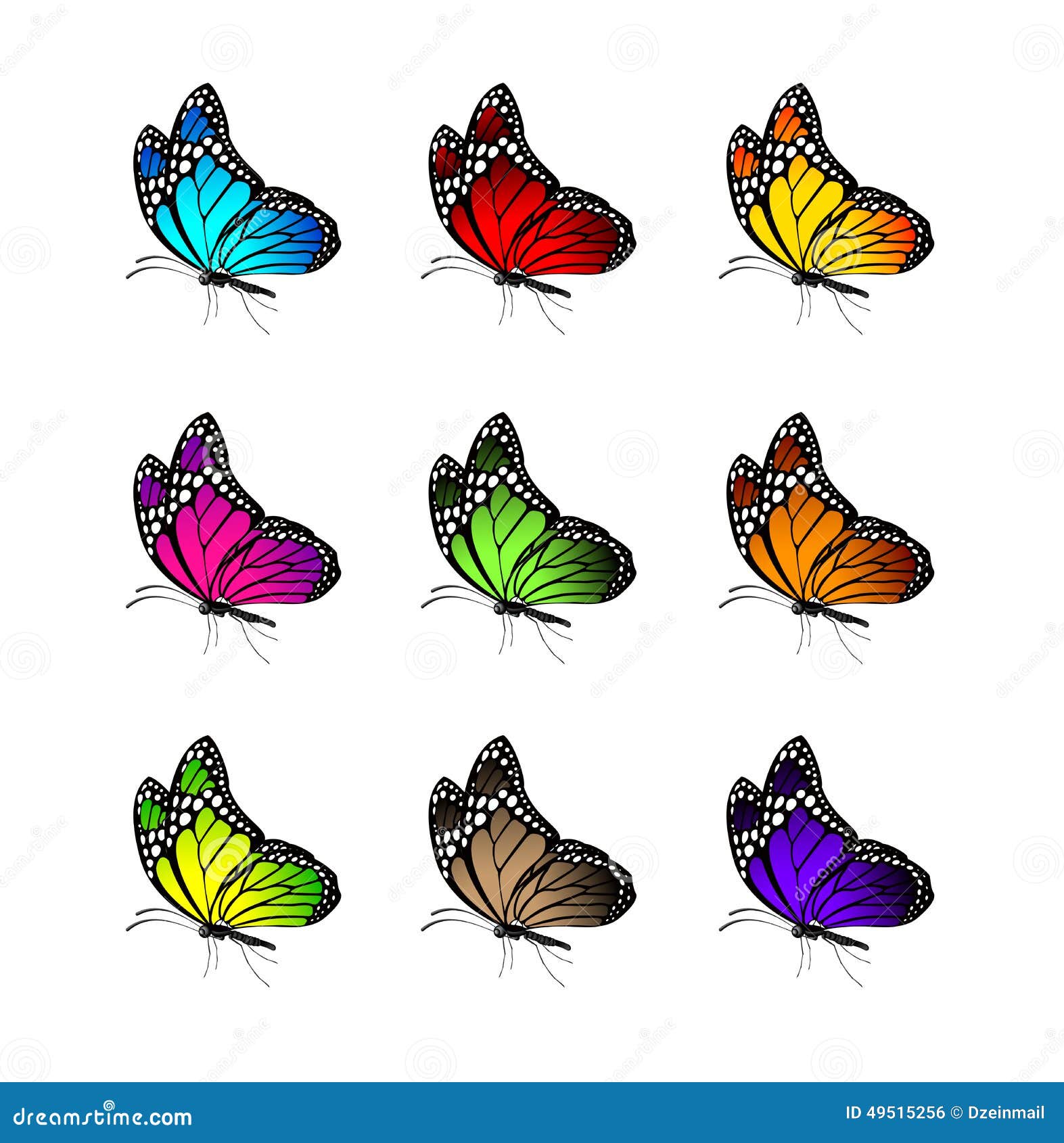 Realistic Colorful Butterflies Isolated For Spring Vector Illustration ...
