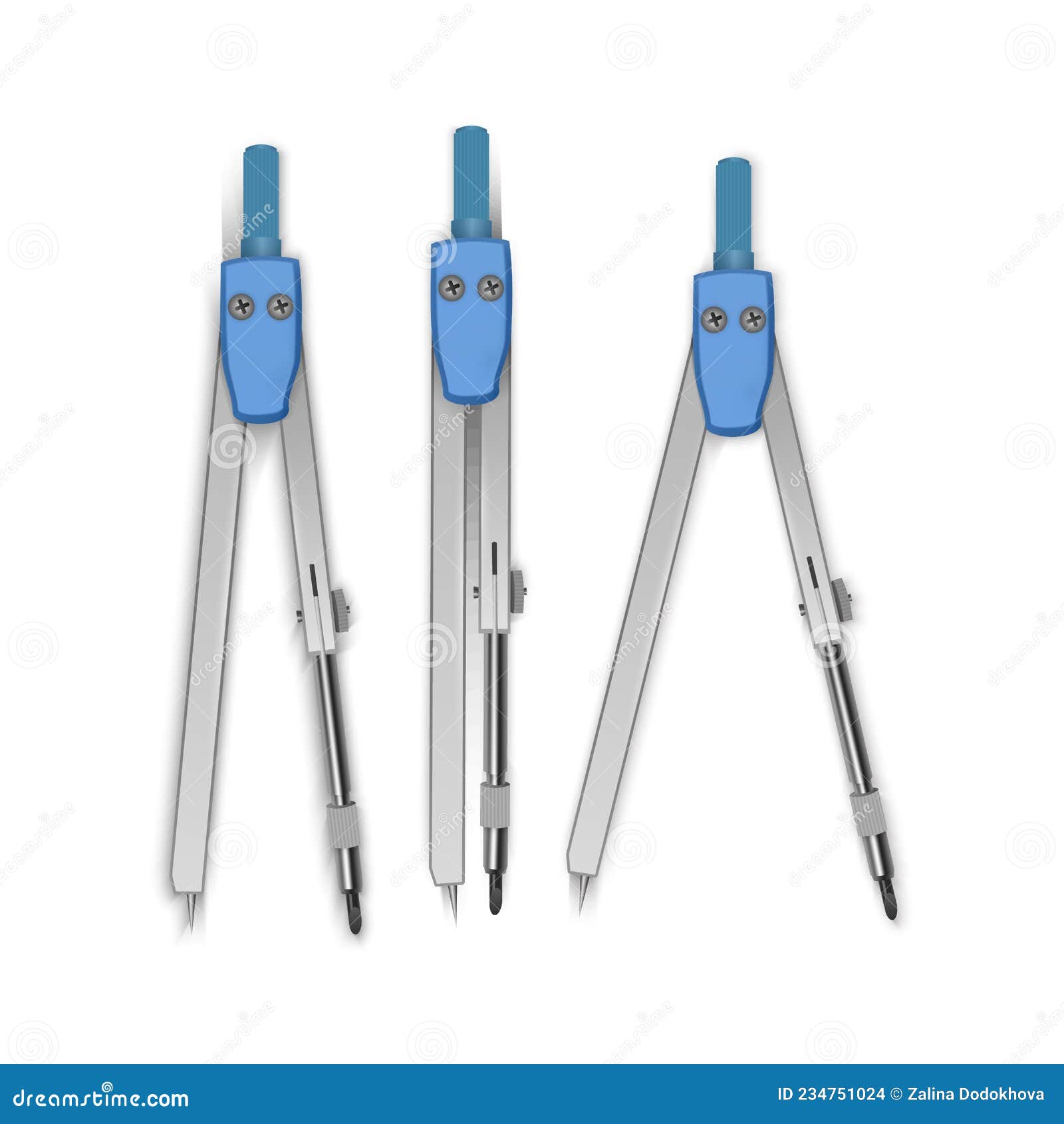 Set of Realistic Compasses, Stationery Architecture Compasses Stock ...