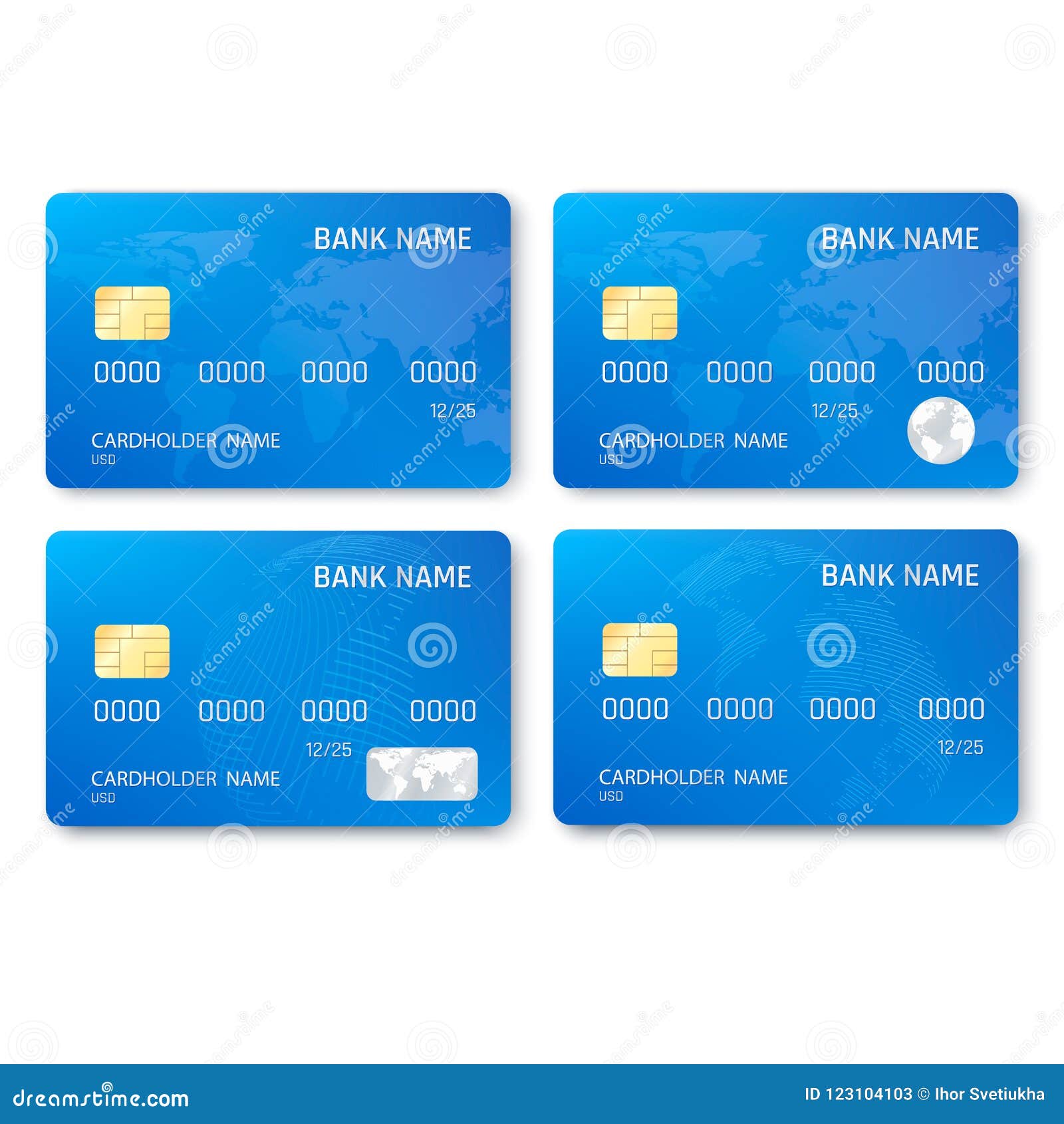 Set of Realistic Credit Card Template. Plastic Blue Credit Cards with ... Set of Realistic Credit Card Template. Plastic Blue Credit Cards with ...