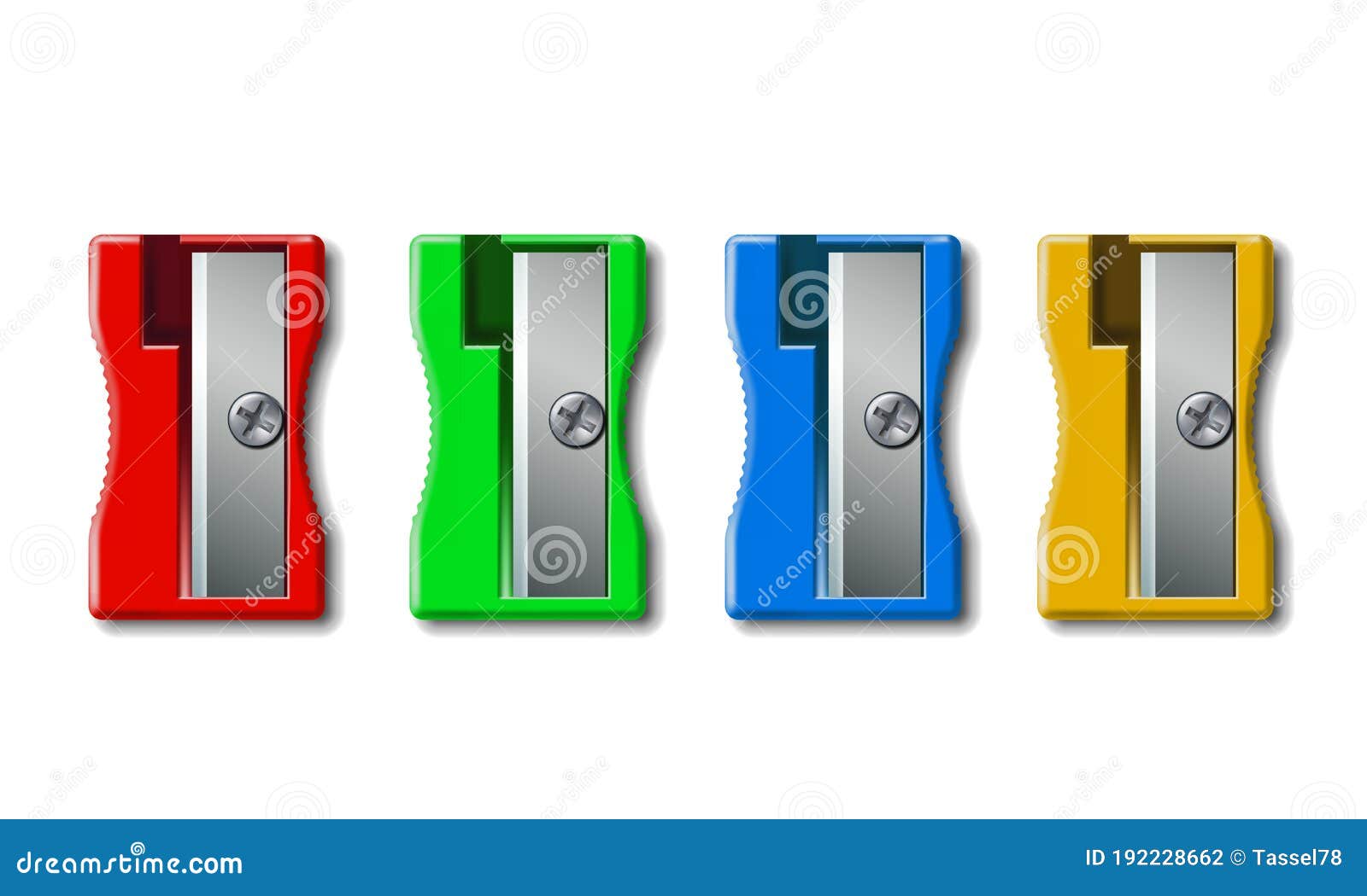 Set of Realistic 3d Colorful Plastic Pencil Sharpener Isolated on White ...