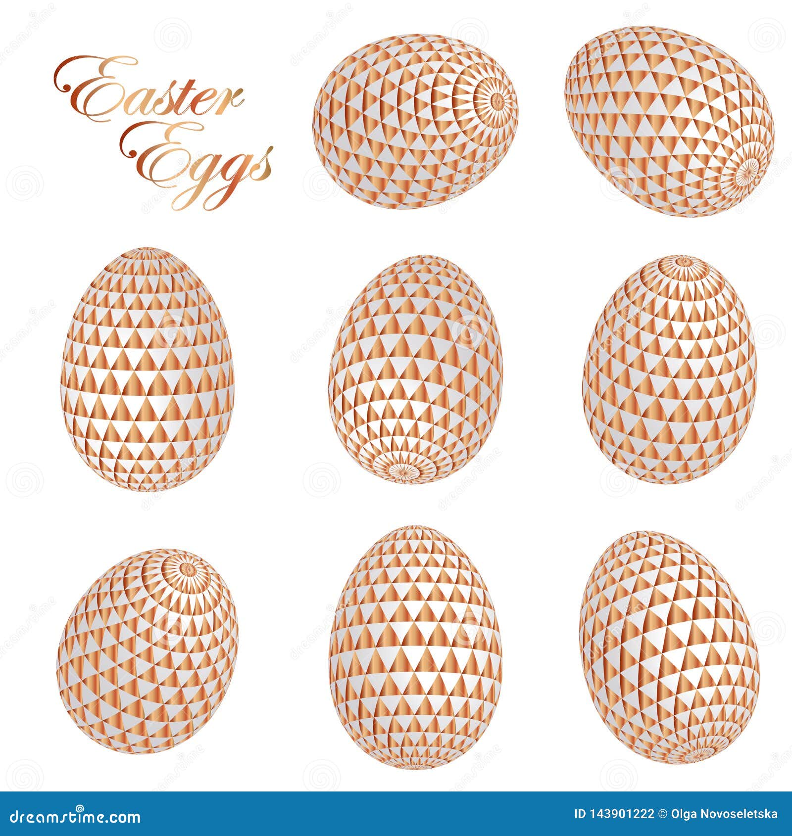Set of Realistic 3D Easter Eggs with Abstract Pattern. Stock Vector ...