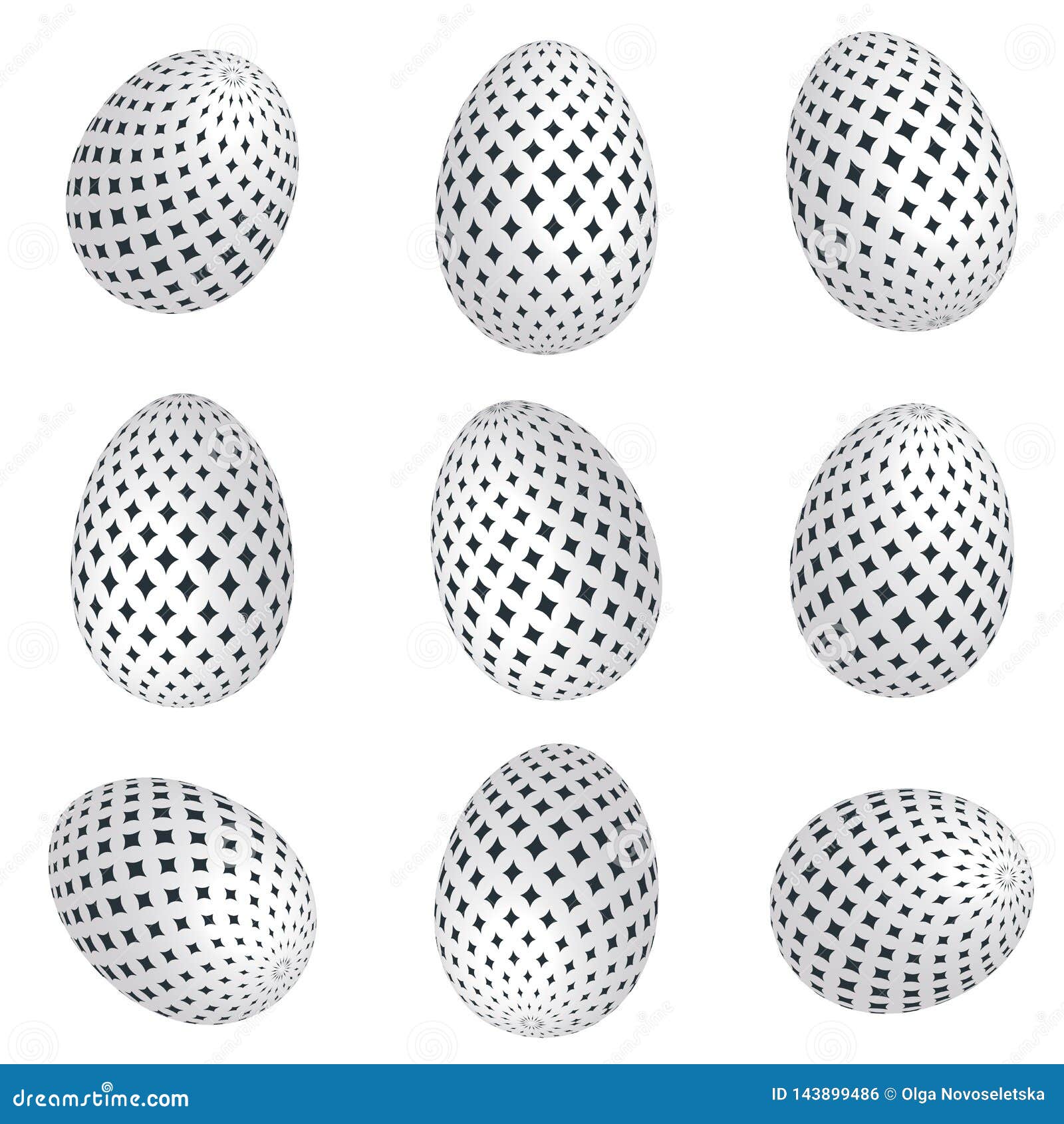 Set of Realistic 3D Easter Eggs with Abstract Pattern. Stock Vector ...