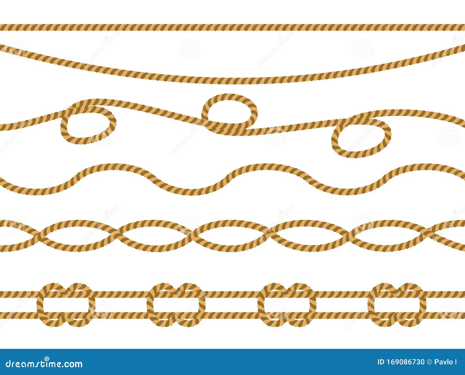 Set of Realistic 3d Fiber Ropes. Rope Frame Set Isolated. Realistic ...