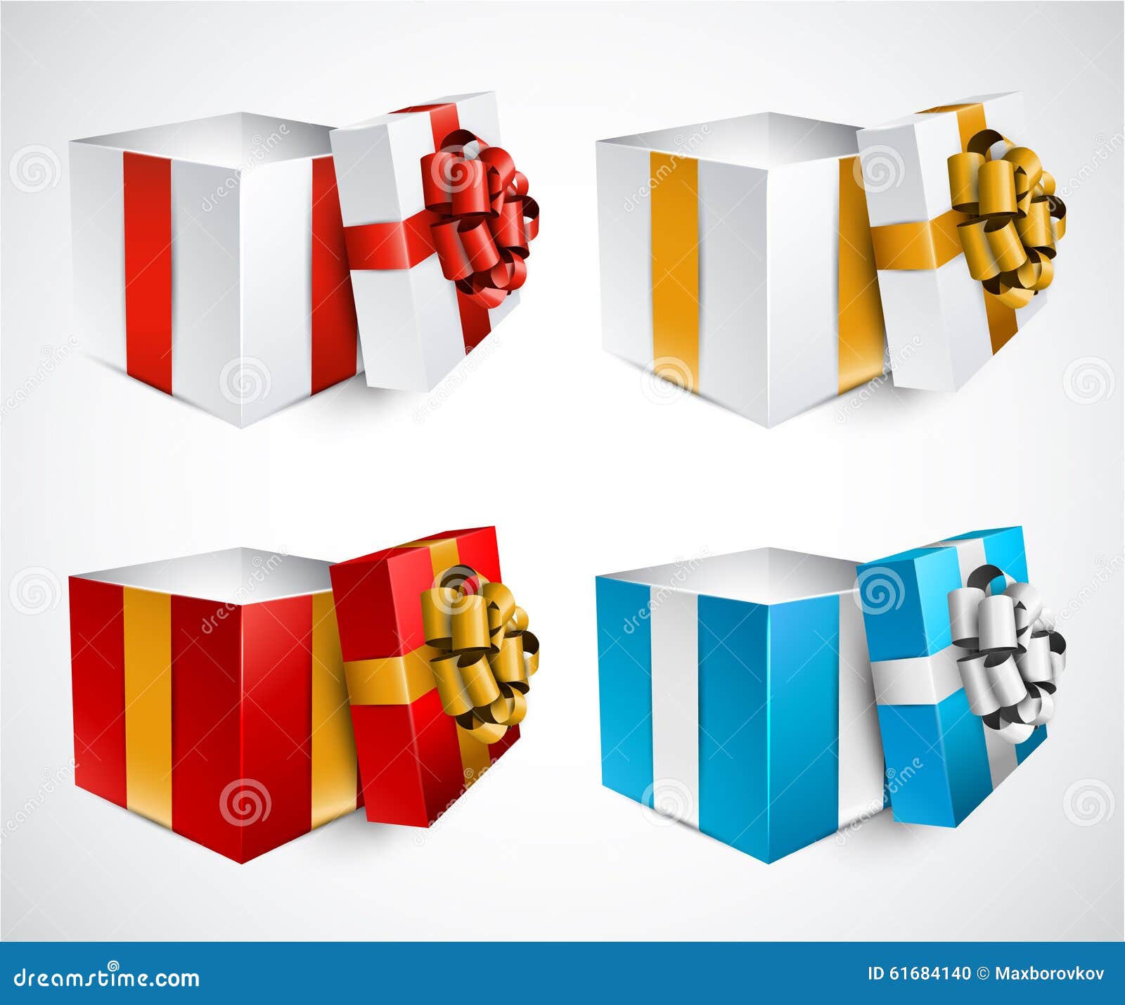 Set of Realistic 3d Gift Boxes Stock Vector - Illustration of packaging ...