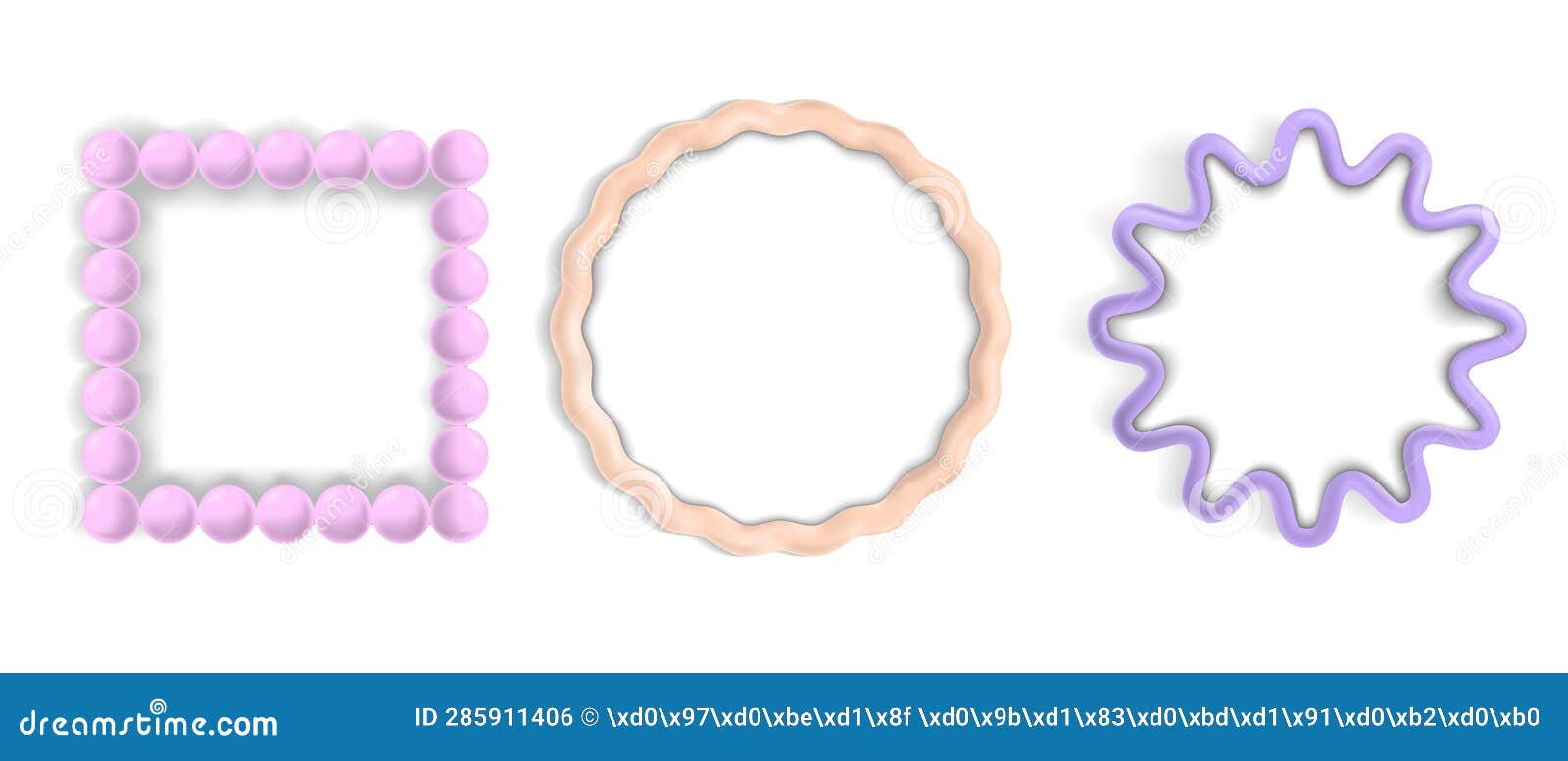 Set of Realistic 3d Pastel Color Frames with Irregular Wavy Shapes ...