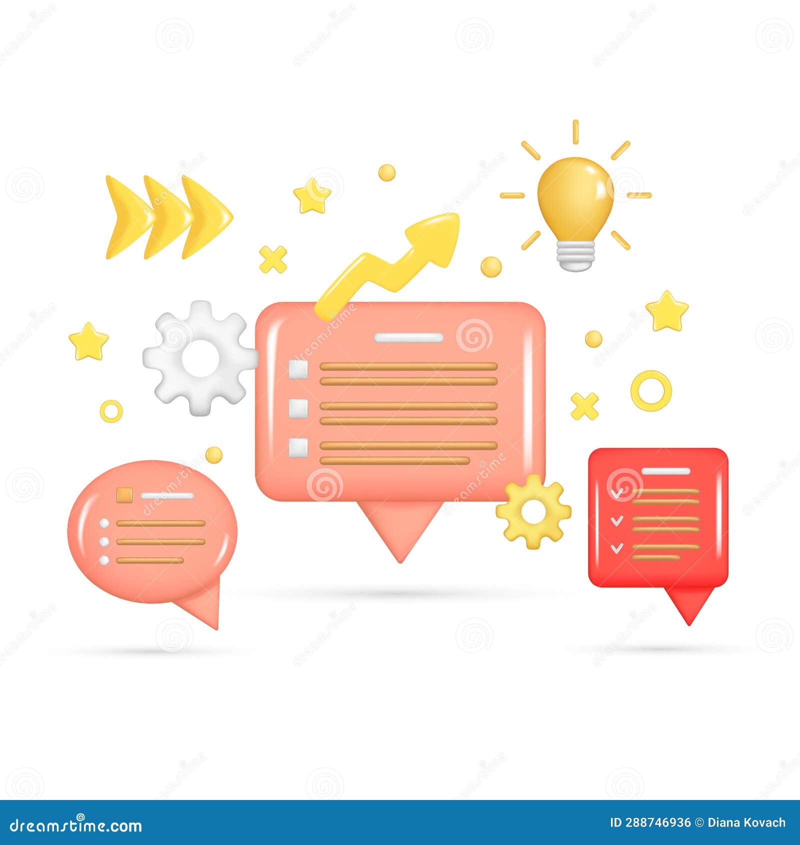 Set of Realistic 3d Pink Speech Bubble, Message Button, Chat Box with ...