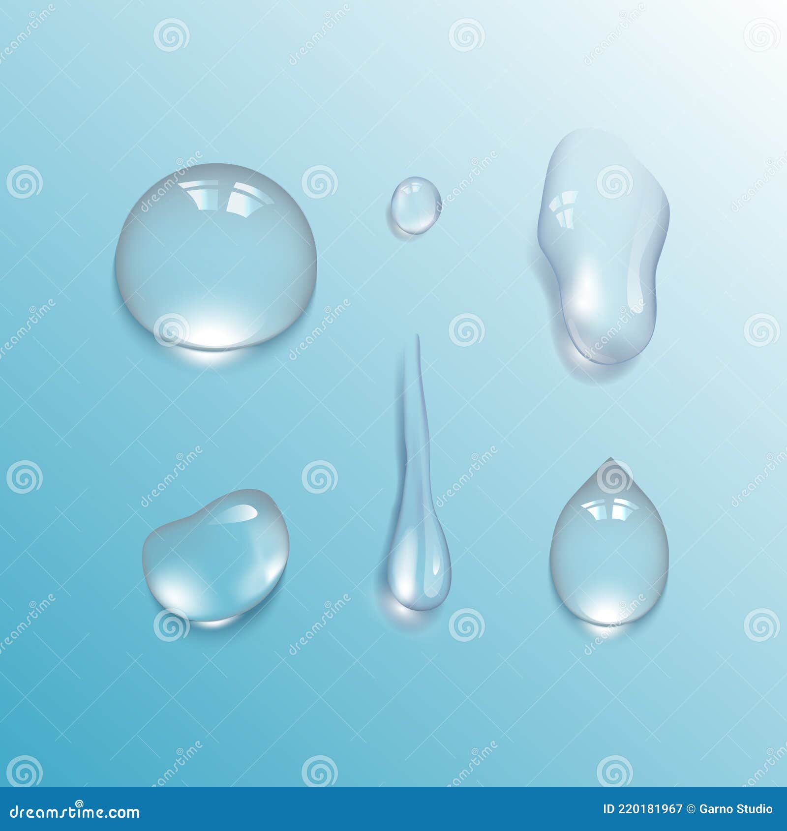 Set of Realistic 3d Water Drops on Gradient Background Stock Vector ...