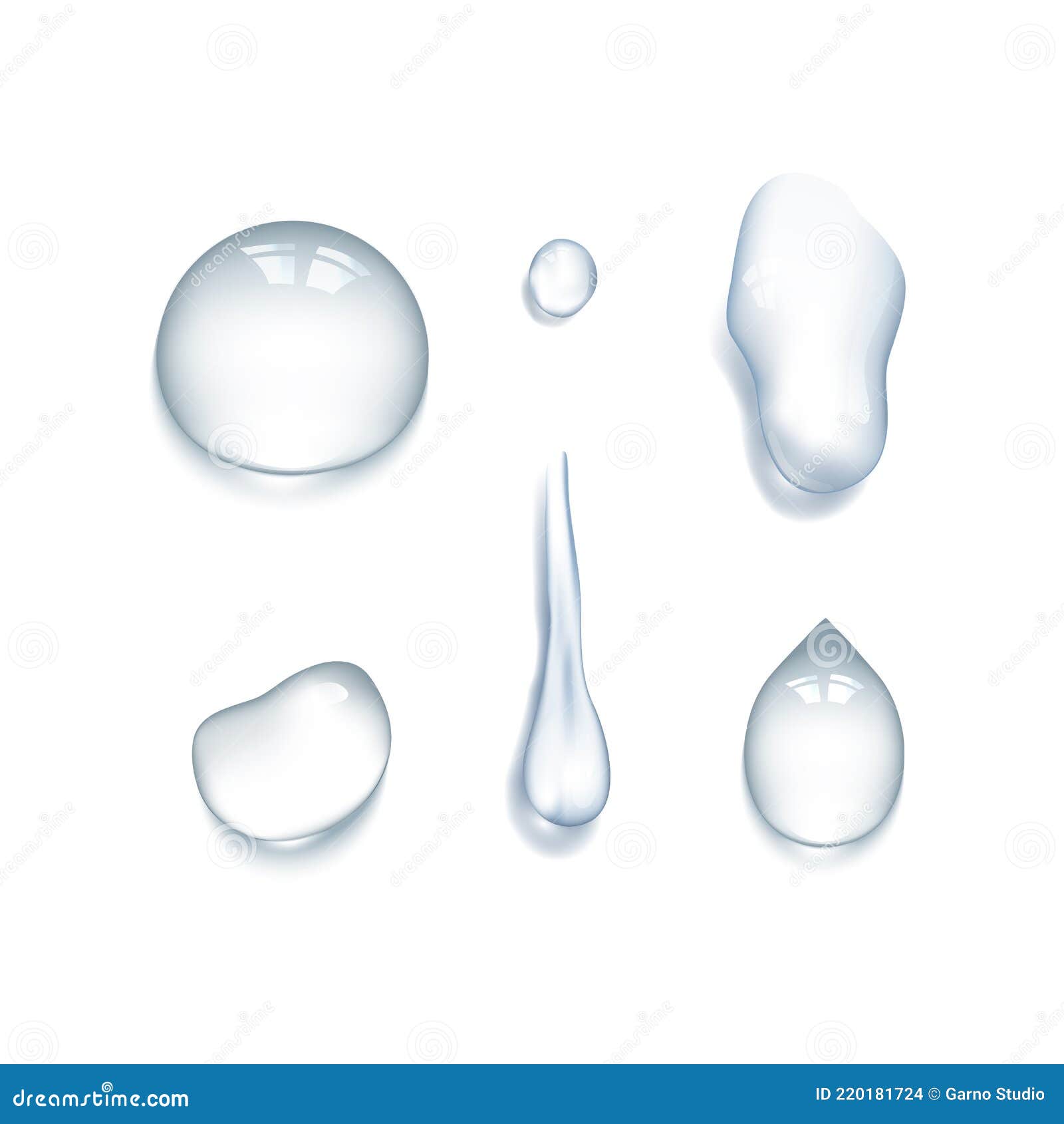 Set of Realistic 3d Water Drops on White Background Stock Vector ...