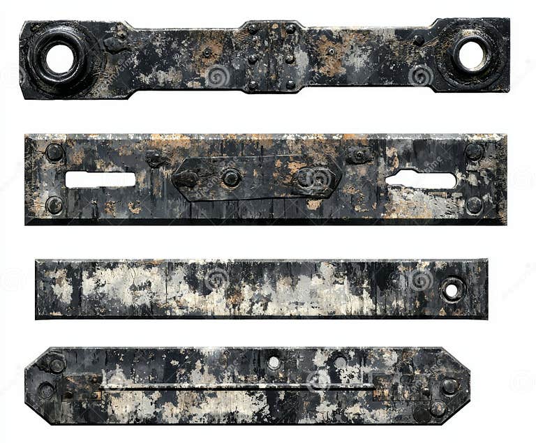 Set of Realistic Damaged, Rusted Metal User Interface Elements ...