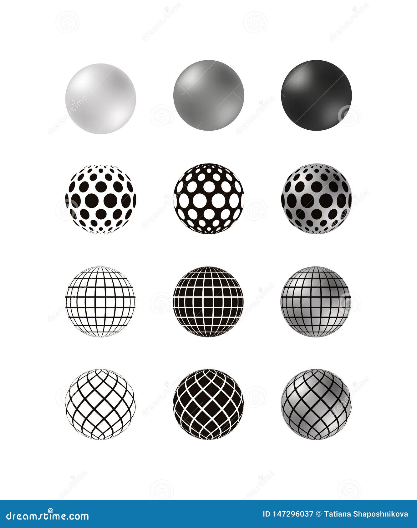 Set of Realistic Decorated Spheres on White Background Stock Vector ...