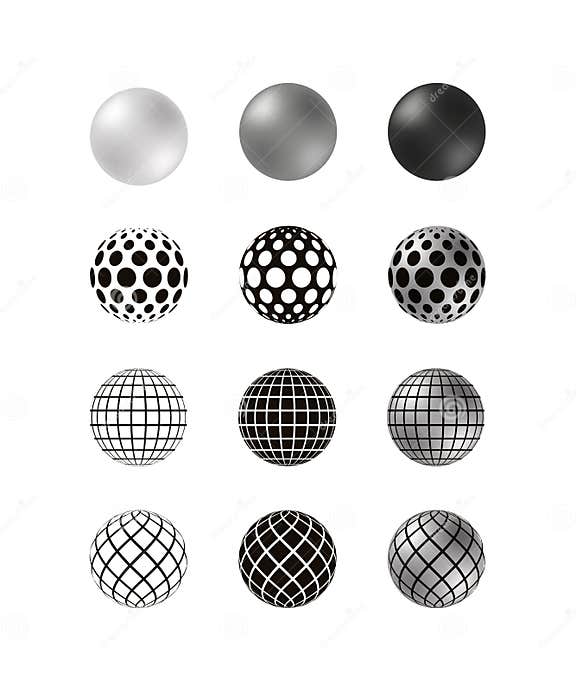Set of Realistic Decorated Spheres on White Background Stock Vector ...
