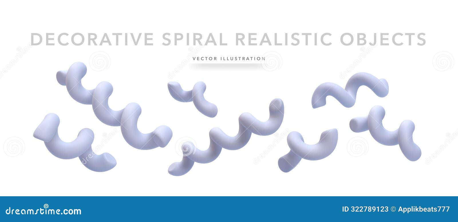 Set of Realistic Decorative Spiral Objects Isolated on White Background ...