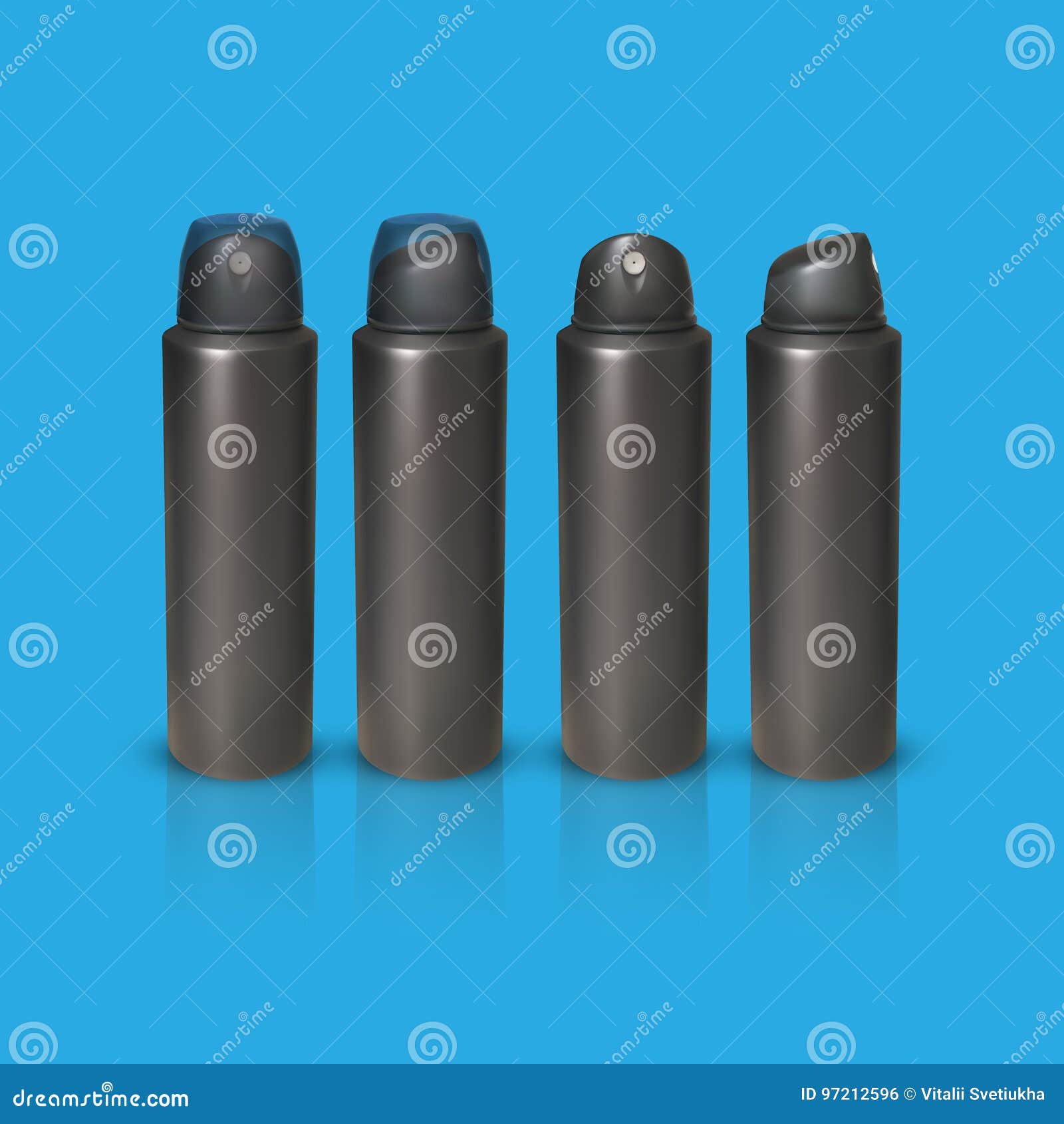 Set of Realistic Deodorant Isolated on Blue Background. Illustration ...