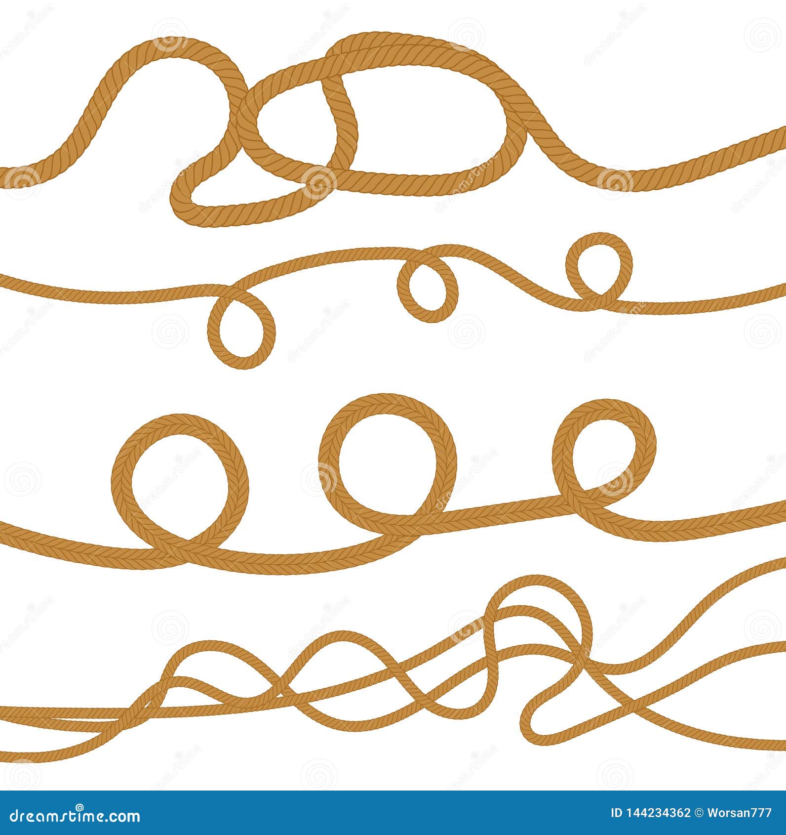 Different Ropes. Realistic Marine Round And Square Rope Border. Jute Or ...