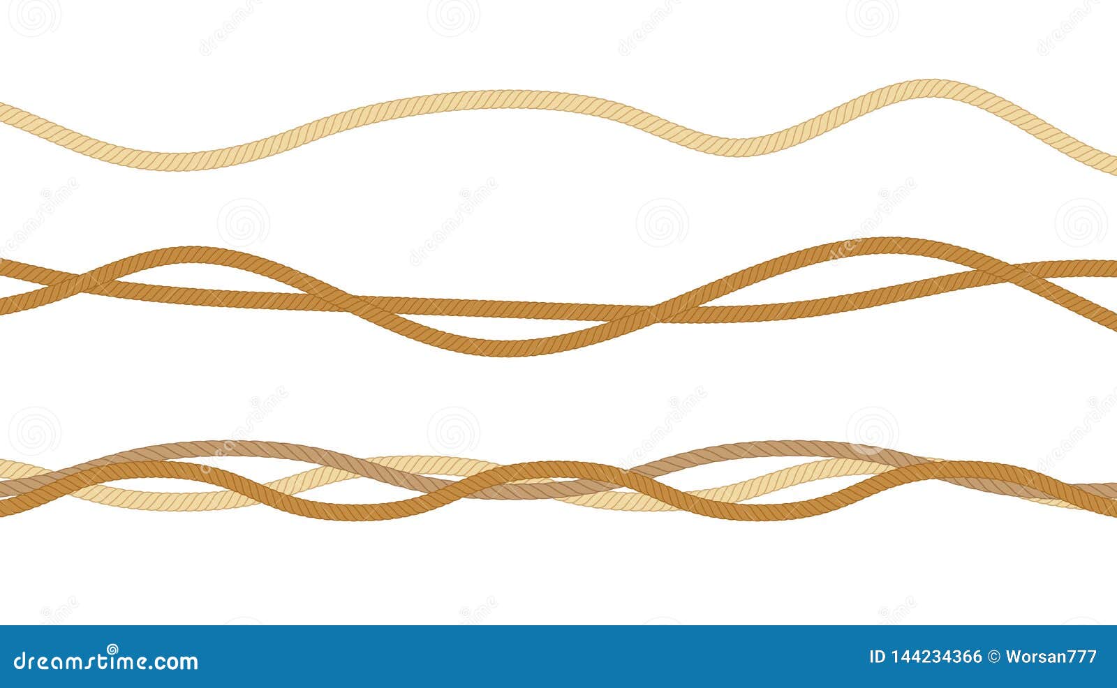 Set of Realistic Different Ropes for Decoration and Covering on White ...