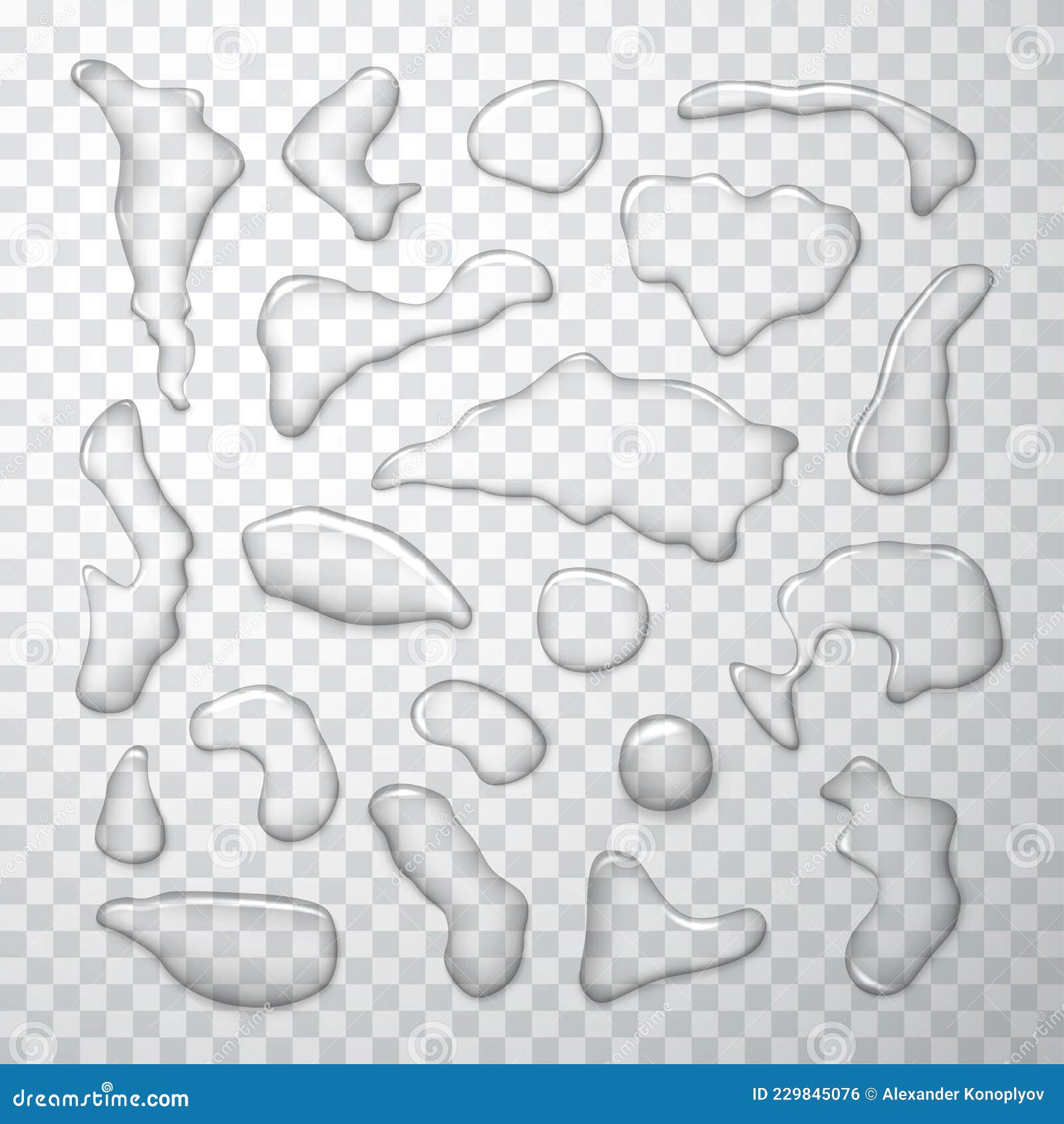 Set Realistic Drops and Puddle of Water Vector Illustration Liquid ...