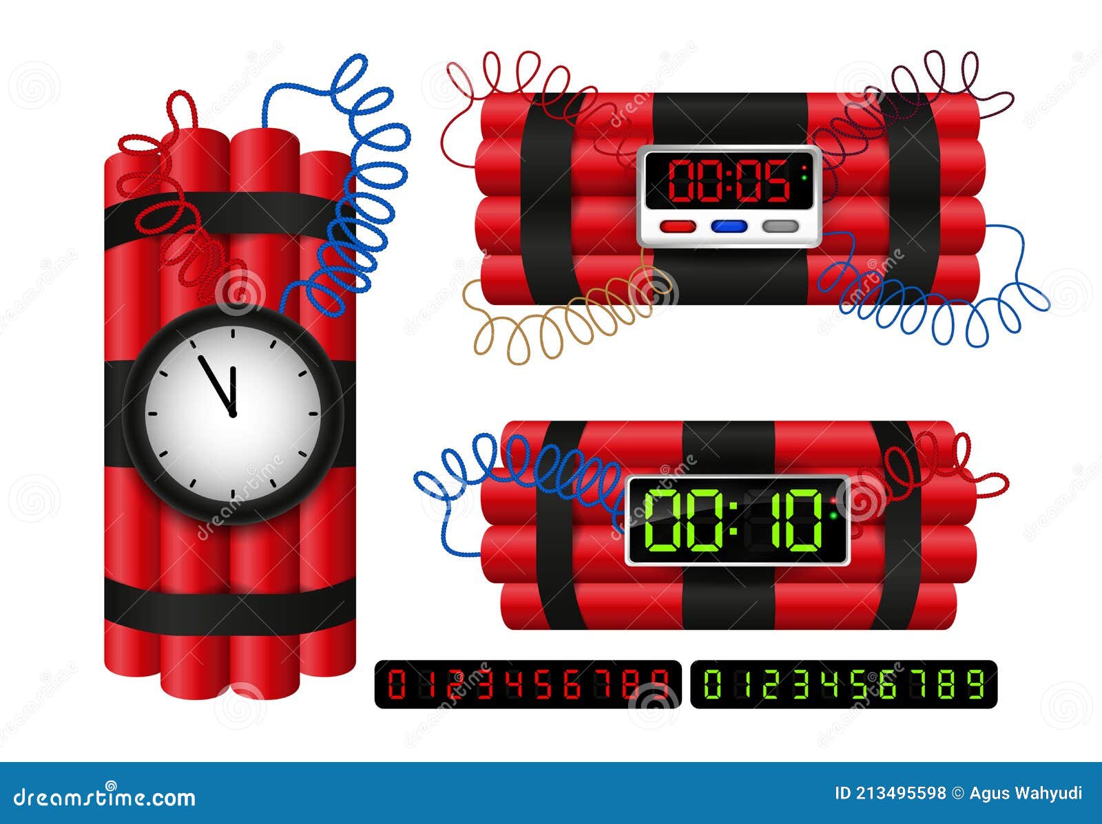 Set of Realistic Dynamite with Burning Wick or Realistic Bomb ...
