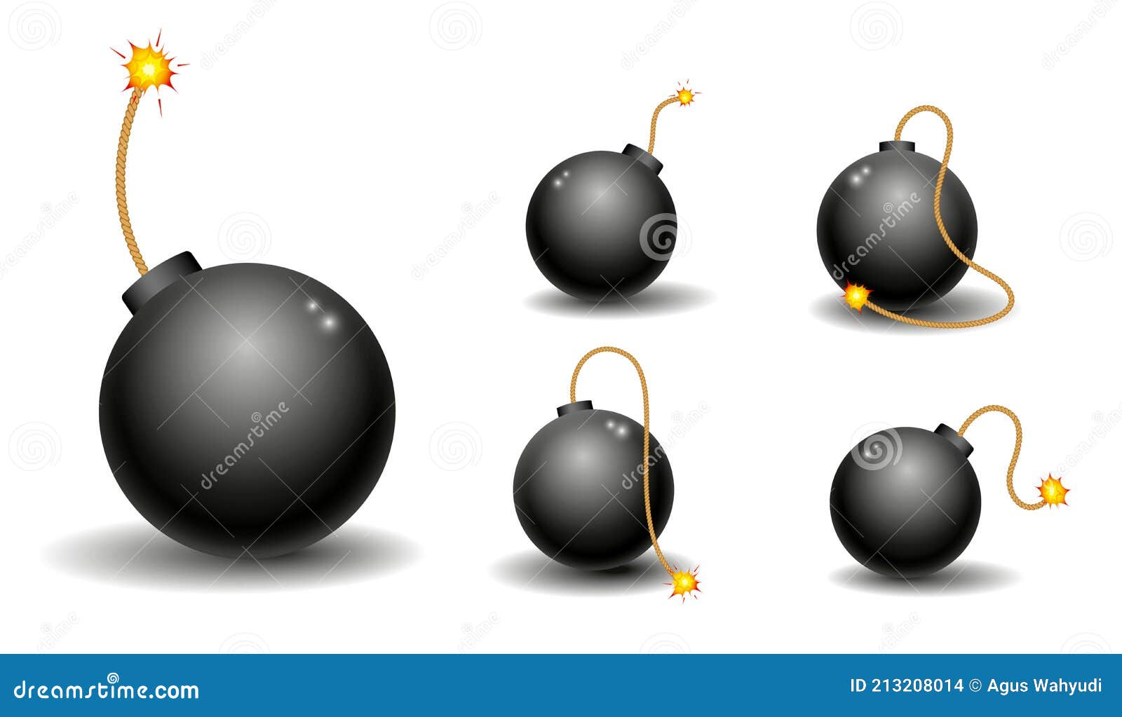 Set of Realistic Dynamite with Burning Wick or Realistic Bomb ...