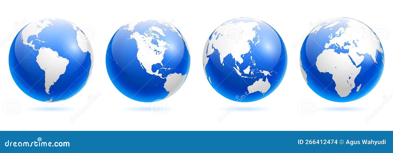 Set of Realistic Earth Globe Glossy Isolated Stock Illustration ...