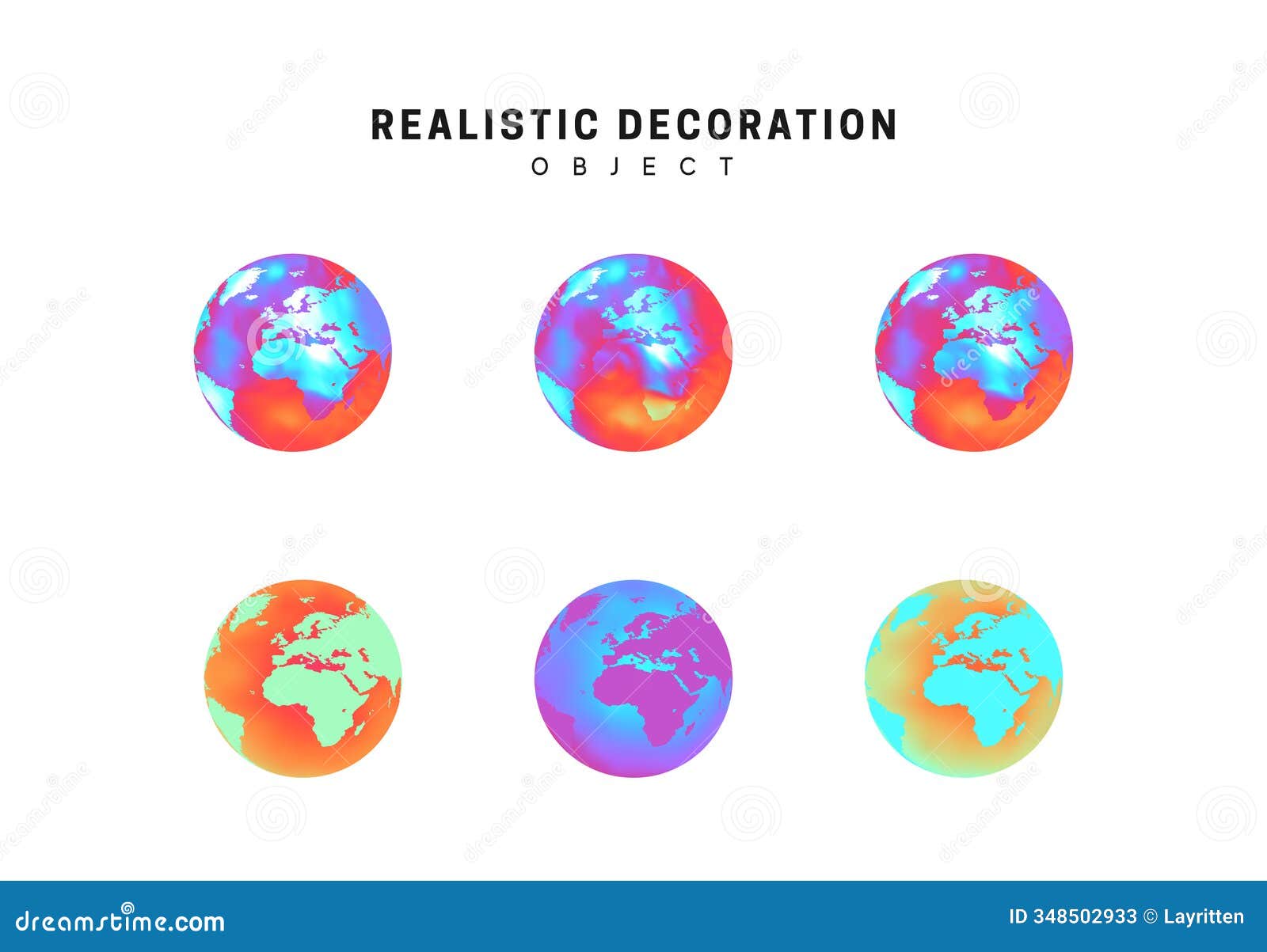 Set of Realistic Earth Planets in 3d Blue Color Gradient Shade Stock ...
