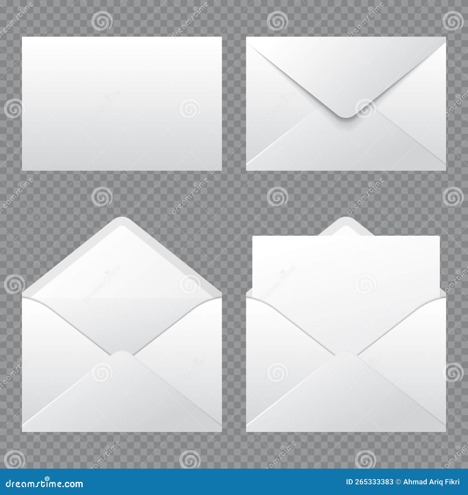 DL Envelopes Mockup Front And Back View, Vector Illustration. Set Of ...