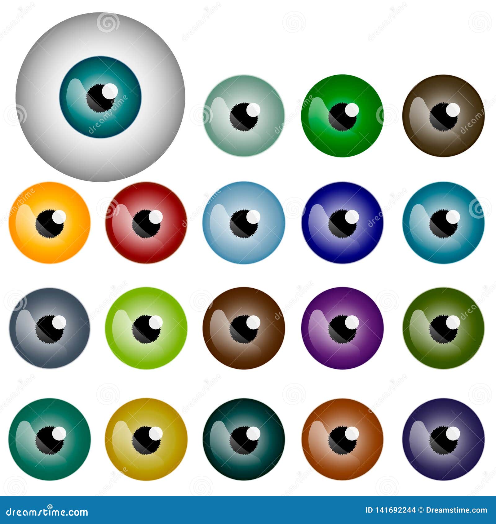 Set of Realistic Eyes with Different Colors of Irises. Vector ...