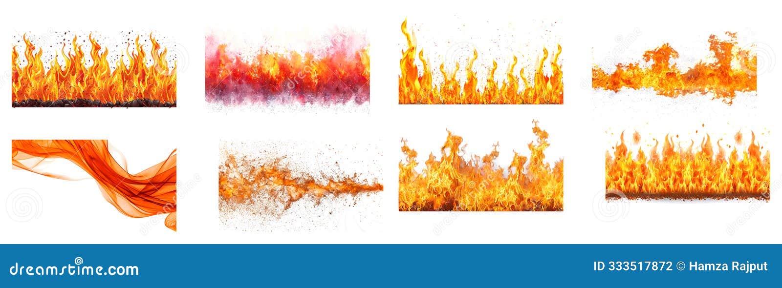 Set of Realistic Fire Flame, Flame Symbols. Set of Red and Orange Fire ...